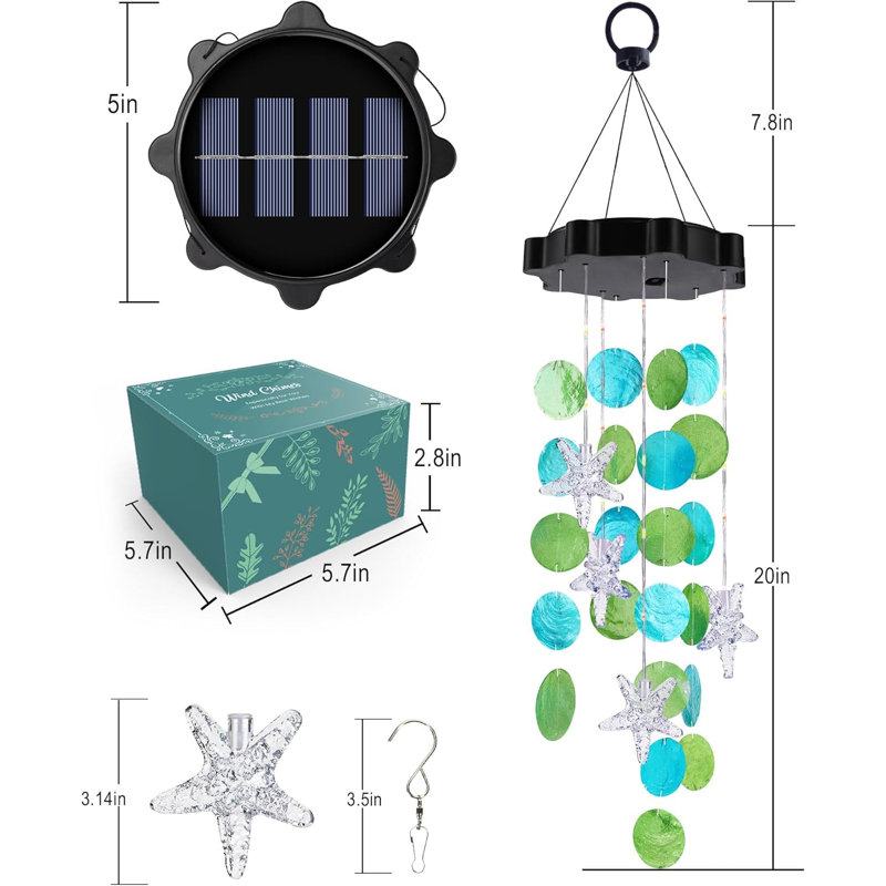 Beachcrest Home™ Outdoor Solar Wind Chime | Wayfair