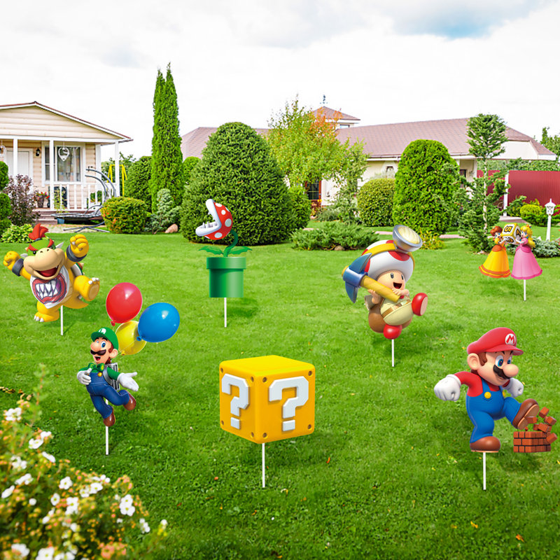 Dakota Fields Mario Themed Yard Signs, 8pcs Mario Yard Signs With ...