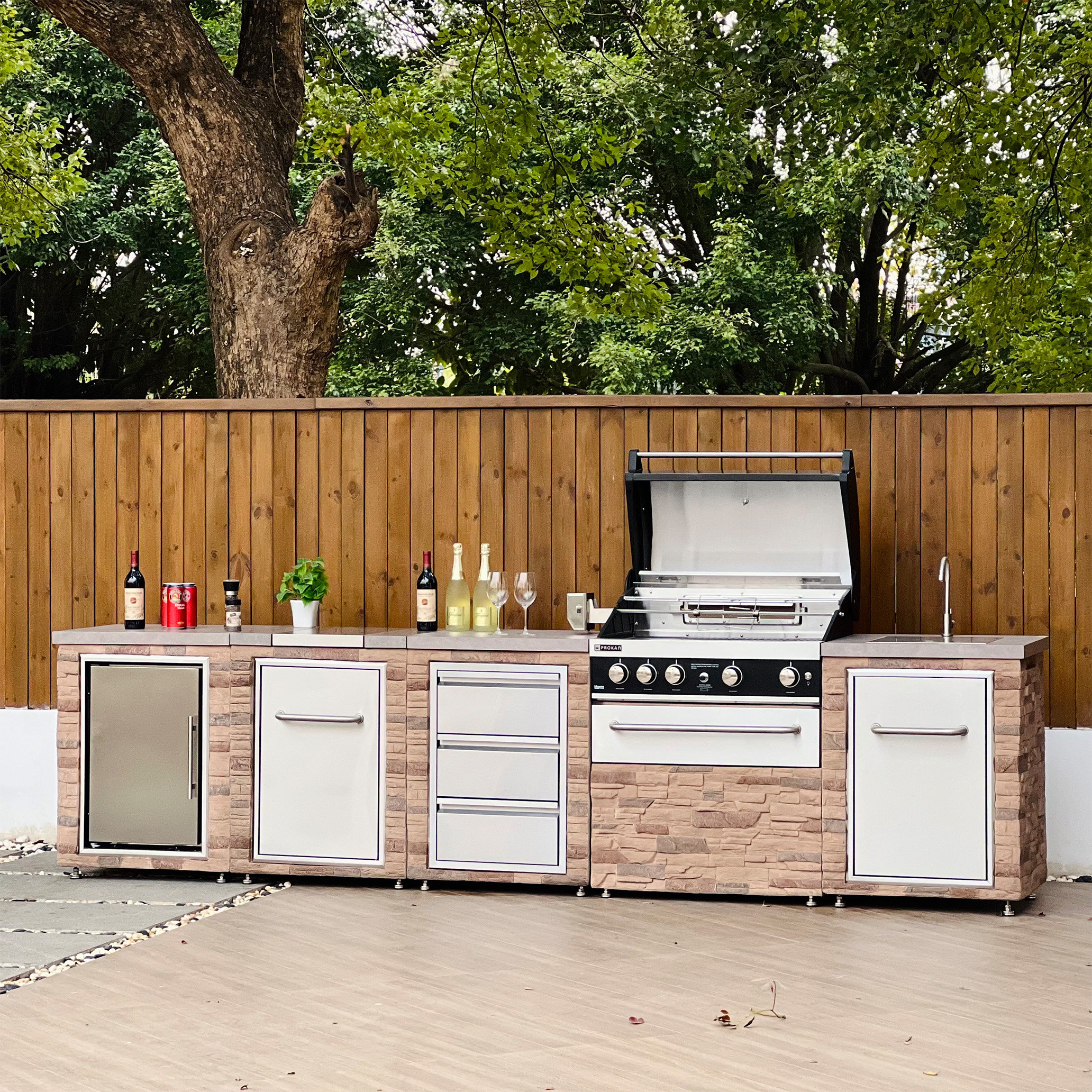 Prokan 140” Desert Sunrise 6b Modular Outdoor Kitchen | Wayfair