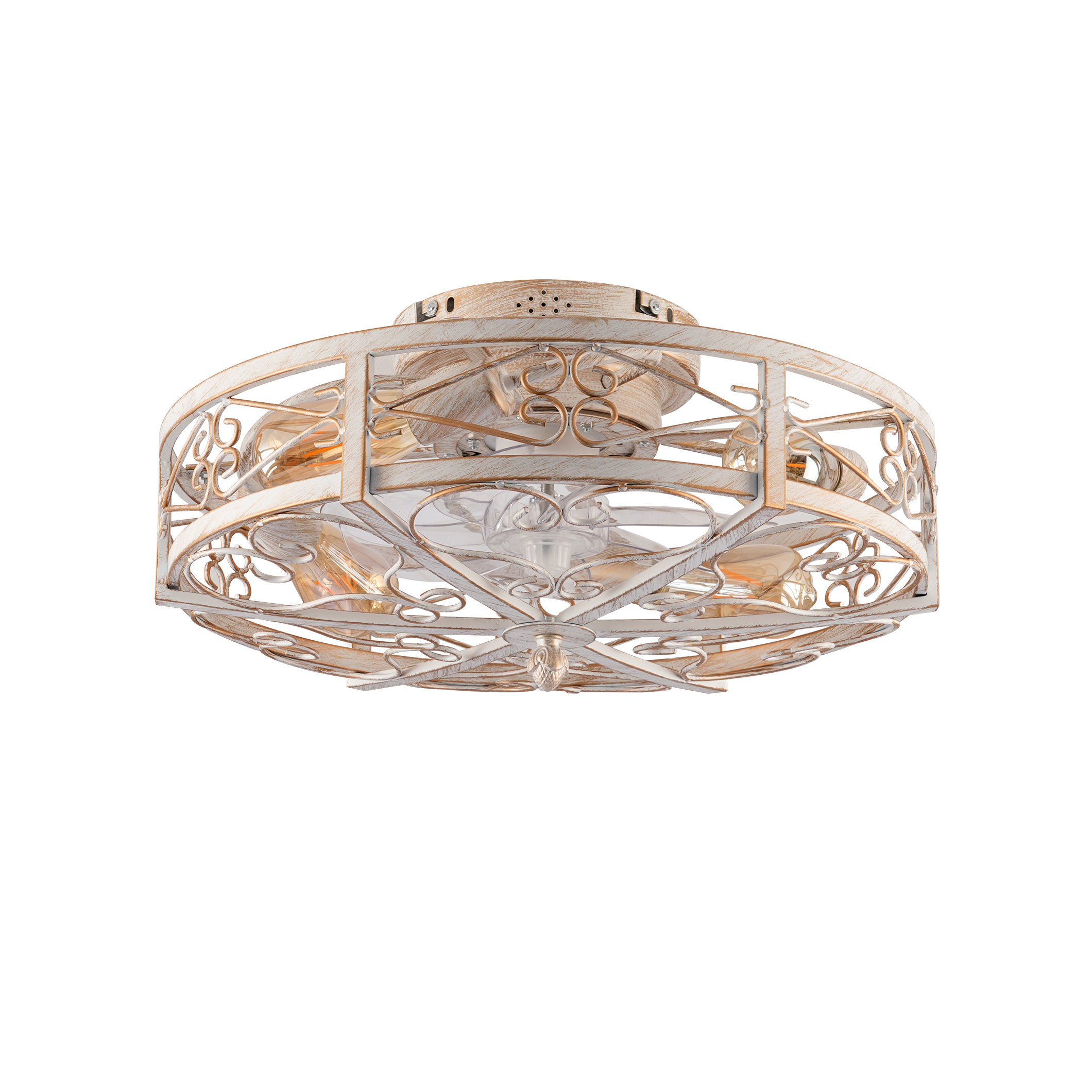 godohome 20 Inch Antique Caged Ceiling Fan with Lights, Remote Control ...