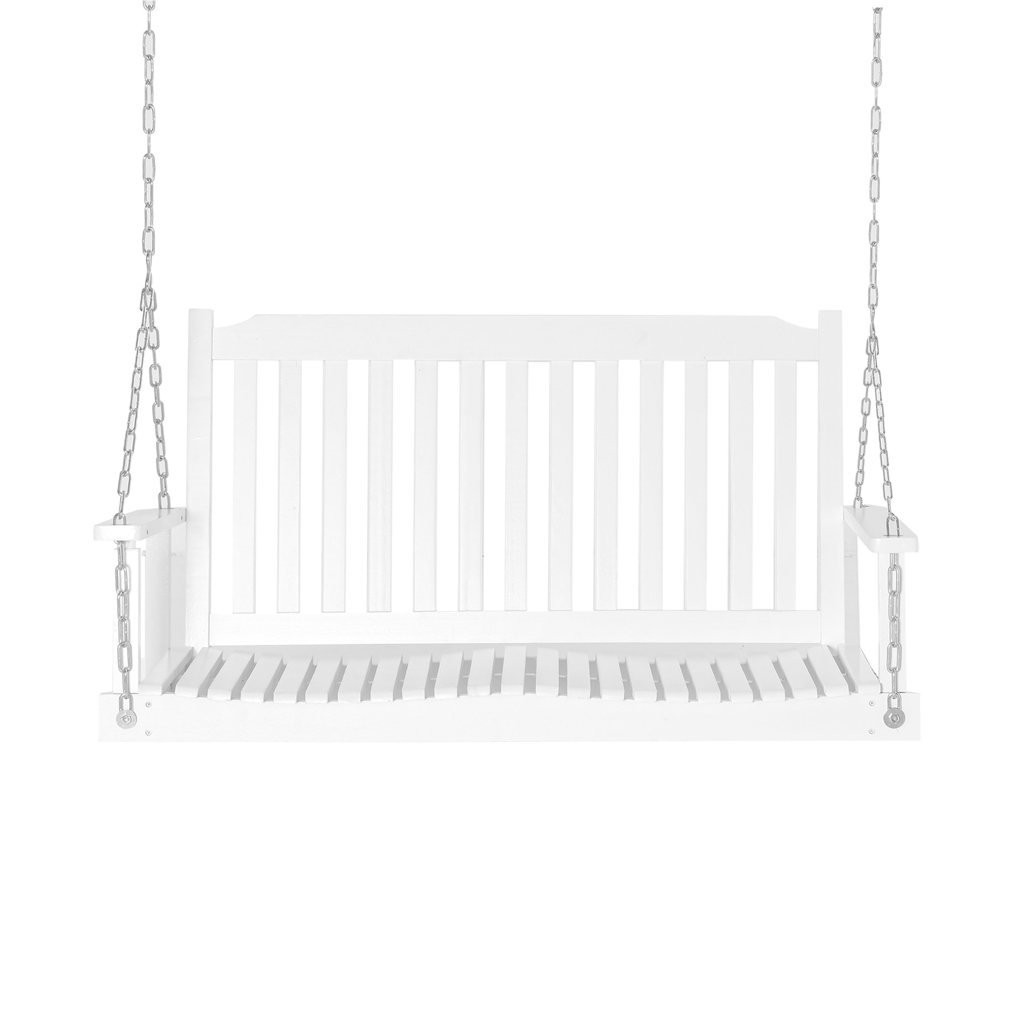 Winston Porter 2-People Porch Swing Bench with 2 Hanging Chains for Deck White | Wayfair