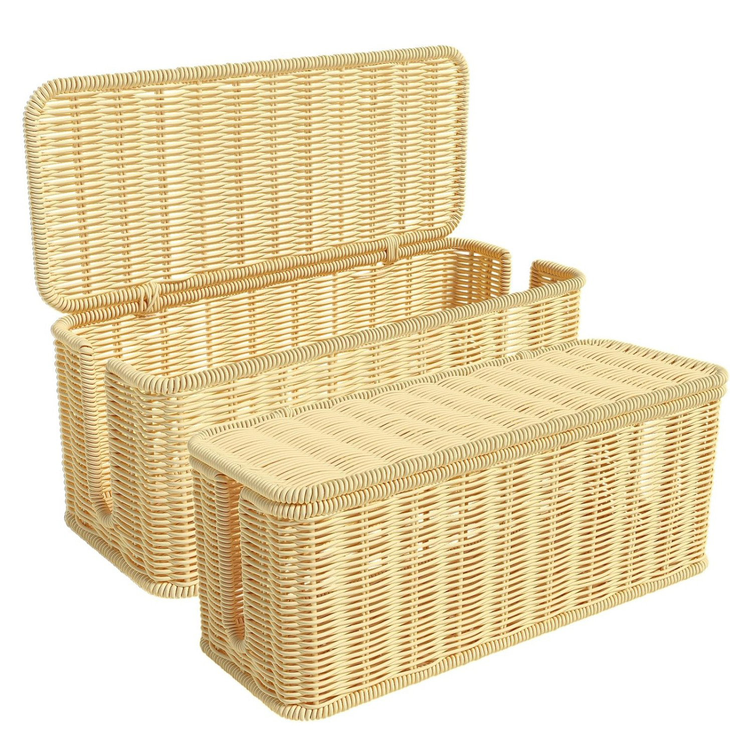 Gracie Oaks Hand-woven imitation rattan rope storage box with lid, 2 ...