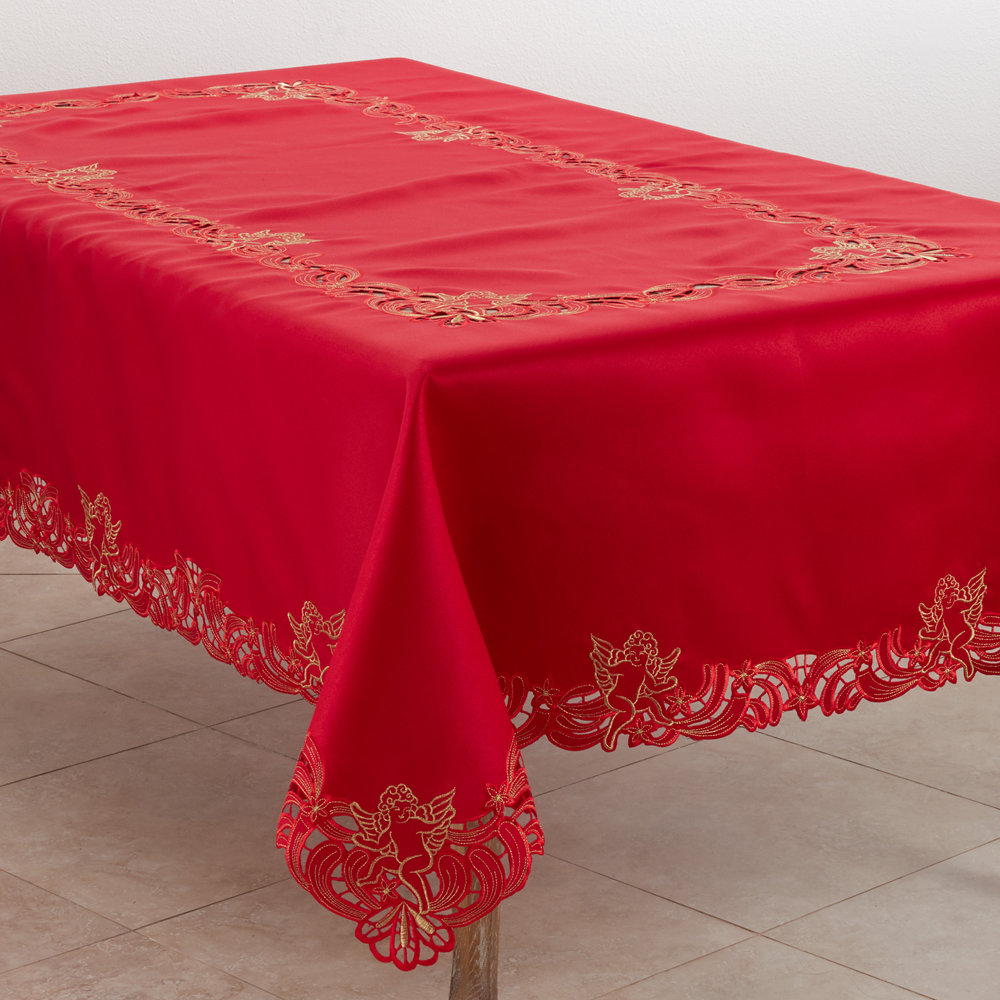Bloomsbury Market Red Embroidered Cupid Design Tablecloth 65 X 84 Inch ...