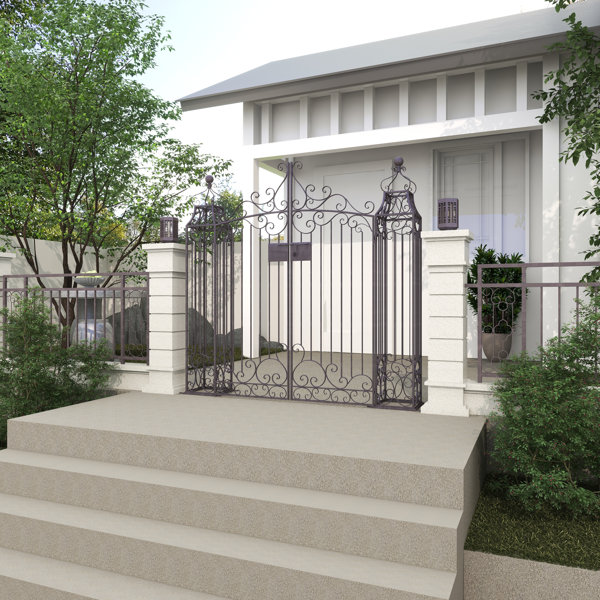 Astoria Grand Vella Metal Indoor Outdoor Scrollwork Arched Gate Garden ...