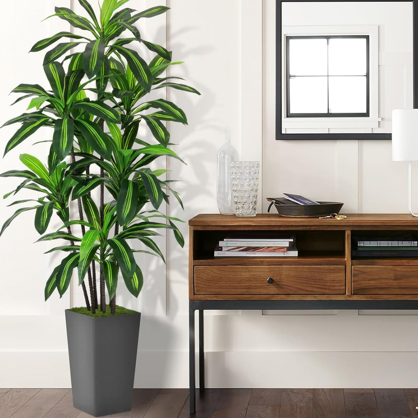 Hokku Designs Artificial Dracaena Tree with Tall Planter | Wayfair