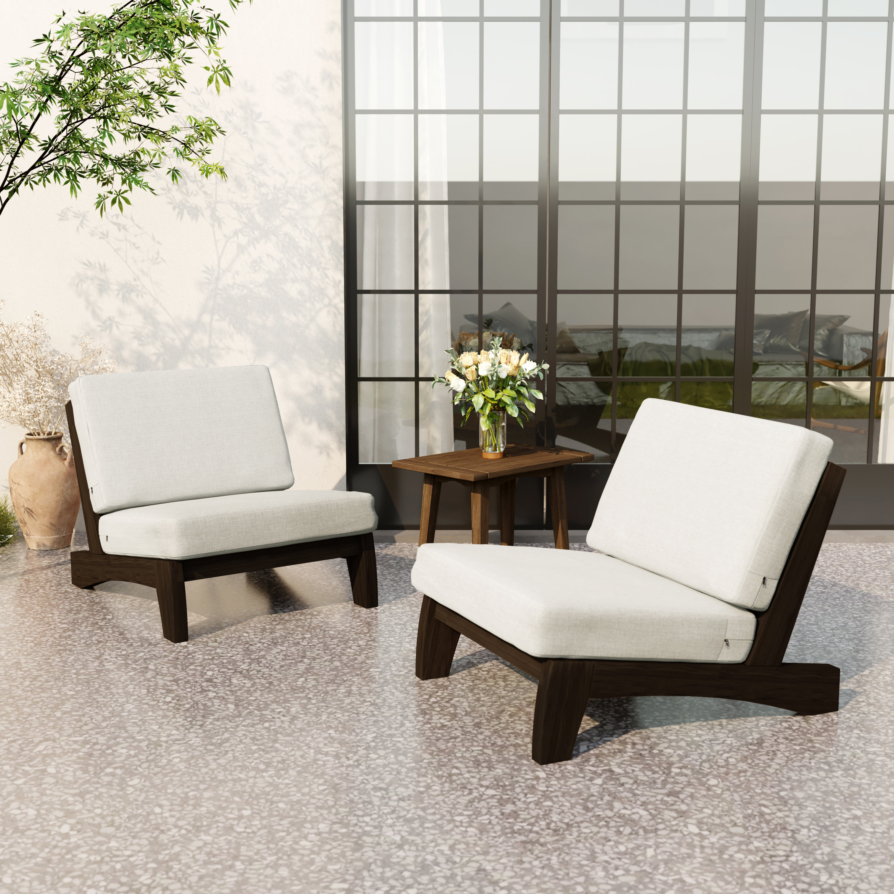 Millwood Pines Demarrea 2-Piece Outdoor Seating Set with Cushions for ...
