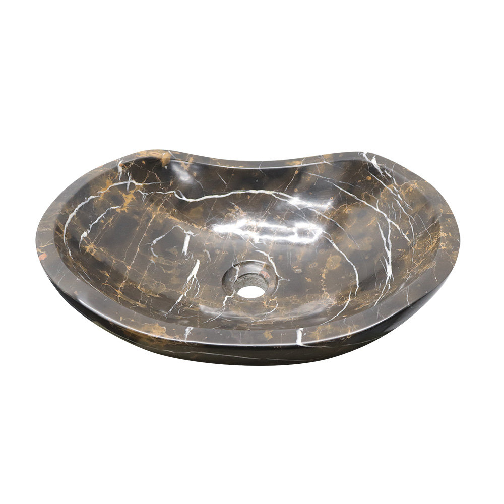 Onyx Marble Designs Handmade Marble Onyx Bathroom Sink, 19”, Oval Vessel Sink, Black and Gold ...