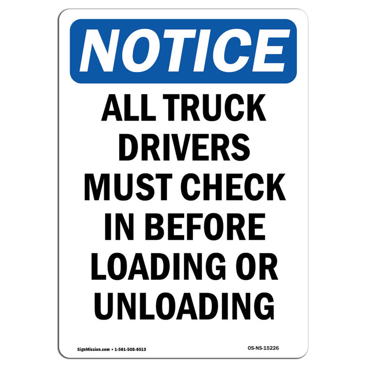 SignMission All Truck Drivers Must Check in Sign | Wayfair