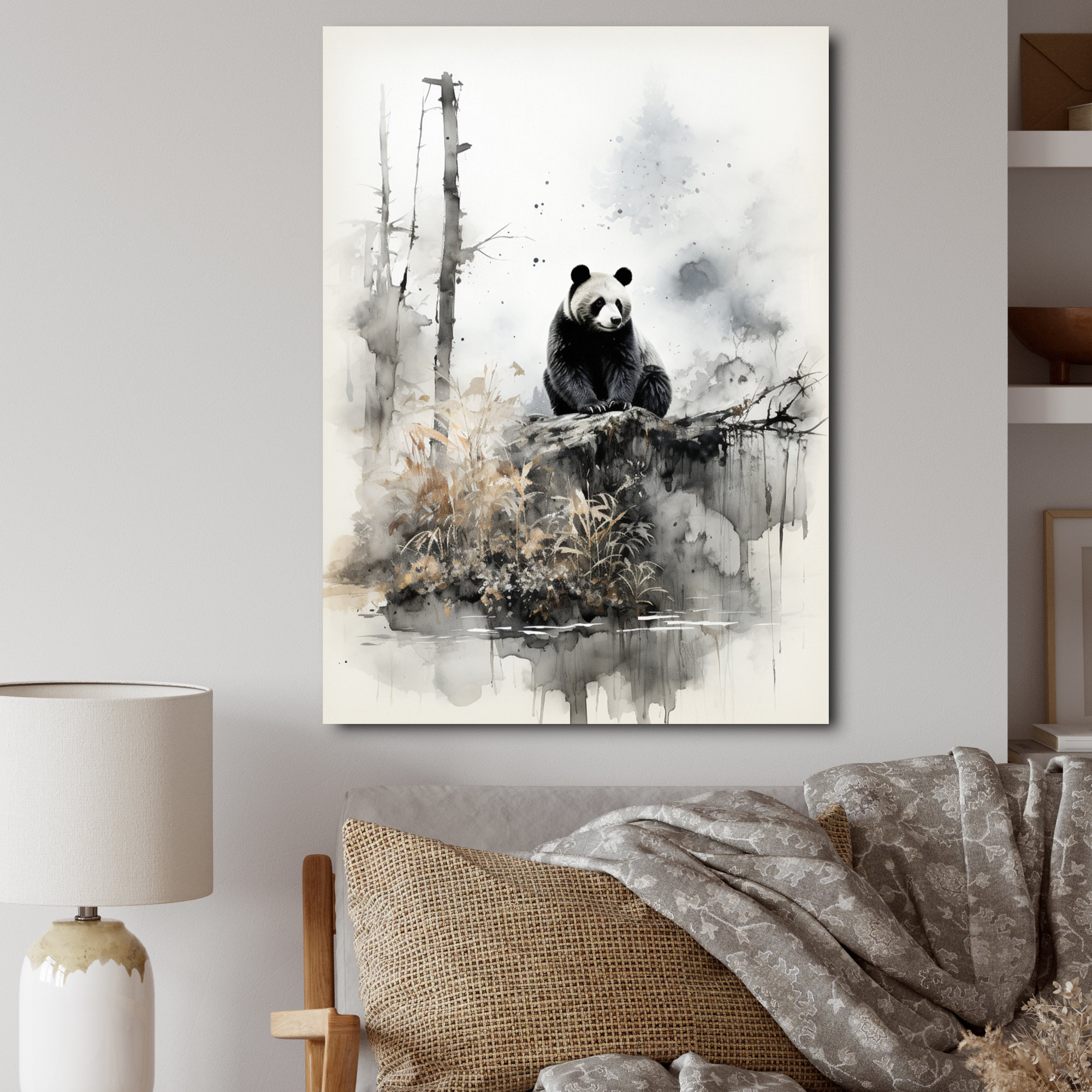 Loon Peak® Asian Art Bear Sumi II - Print on Canvas | Wayfair