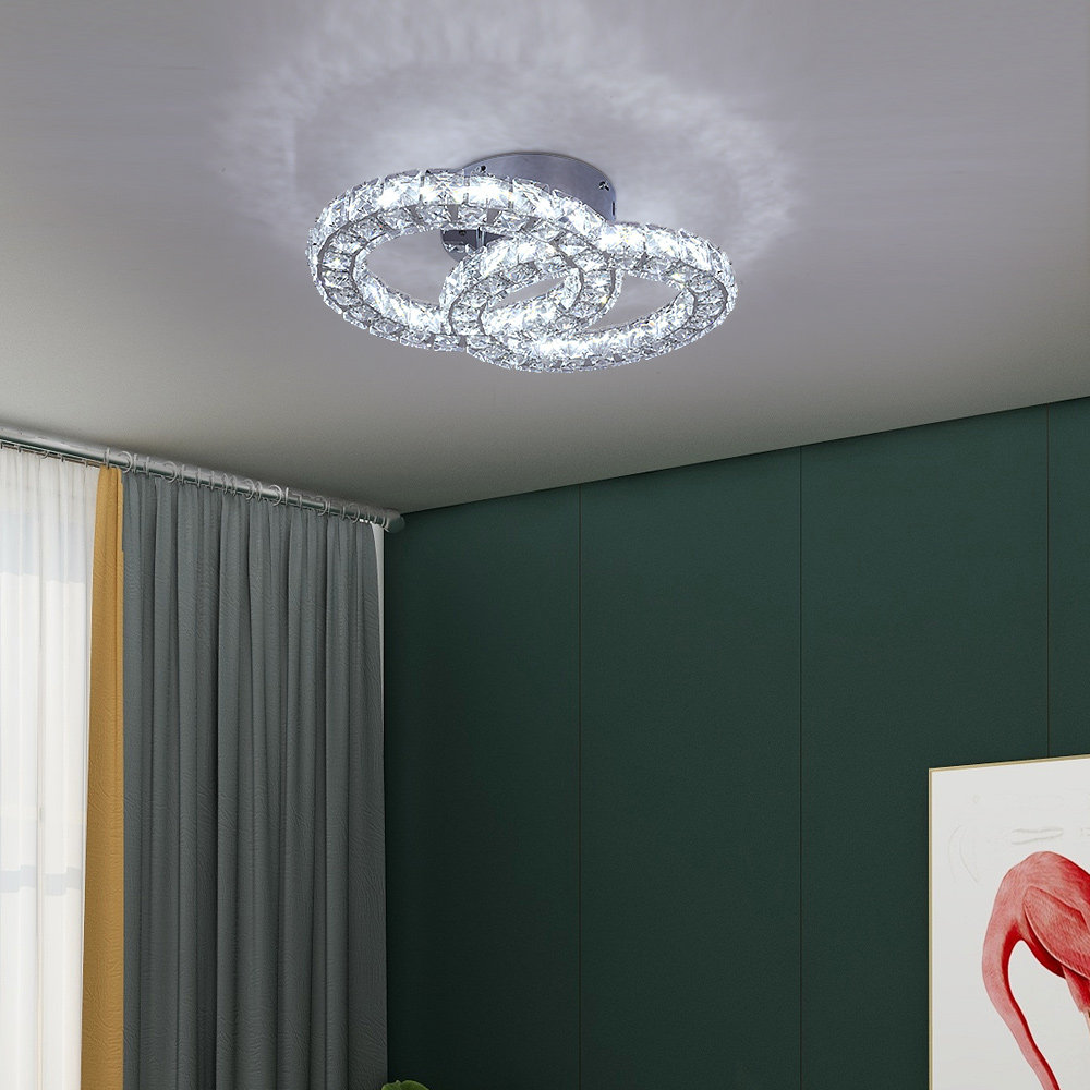 Everly Quinn Cross Round Crystal Ceiling Lamp Modern Crystal Chandelier ...