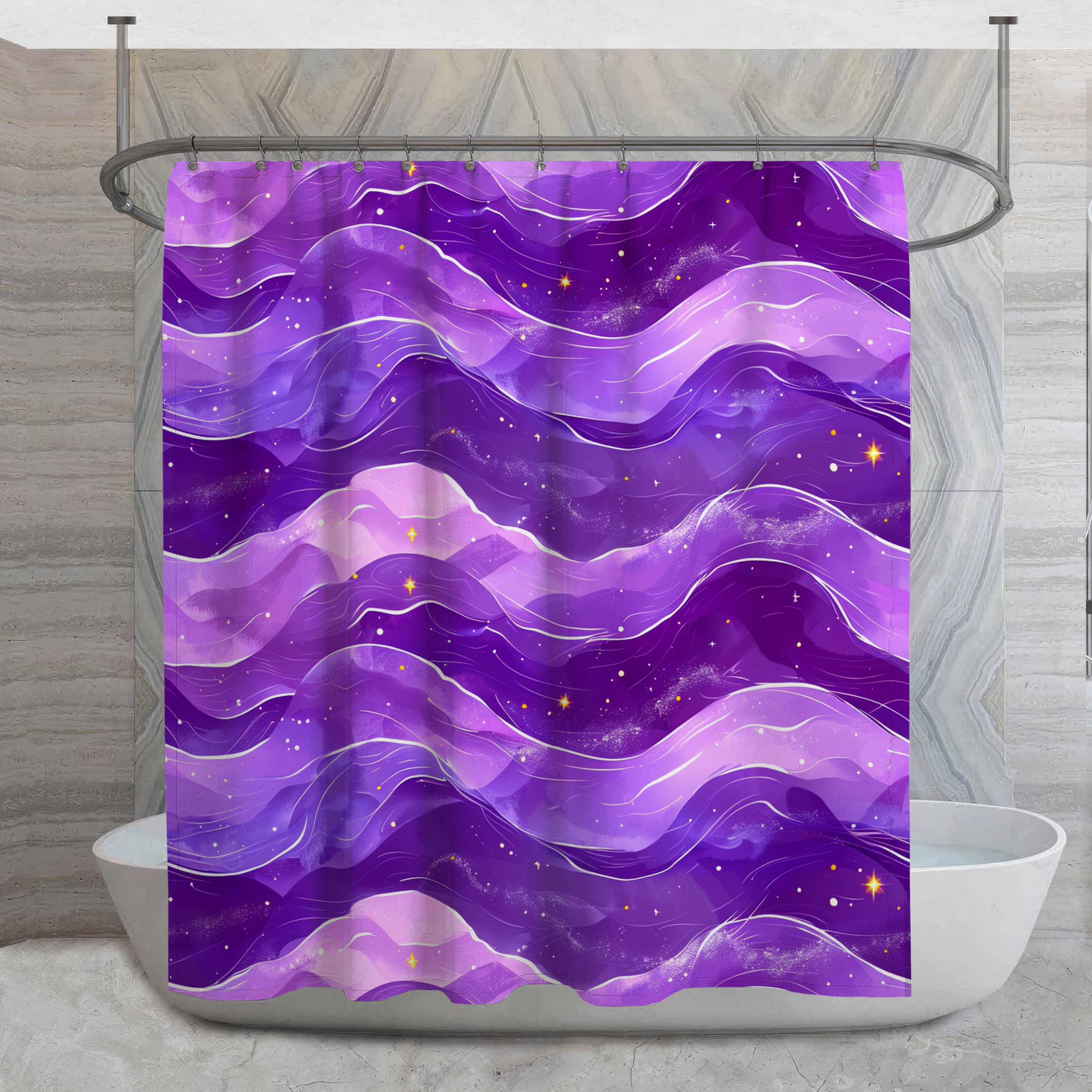 Orren Ellis Cosmic Waves Shower Curtain - Space Bathroom Decor ...