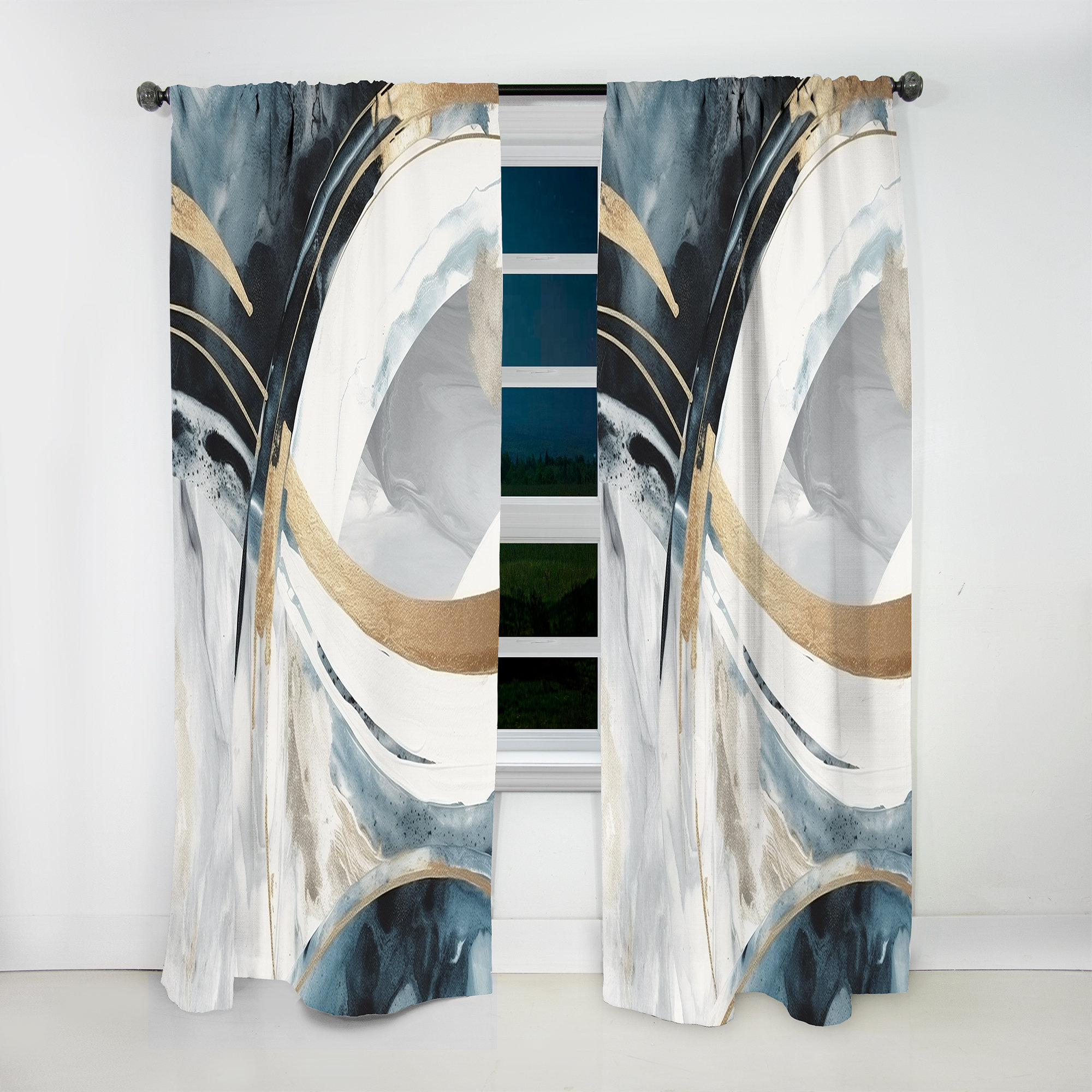 Design Art Black Gold Fusion Of Marble II - Abstract Marble Curtain ...