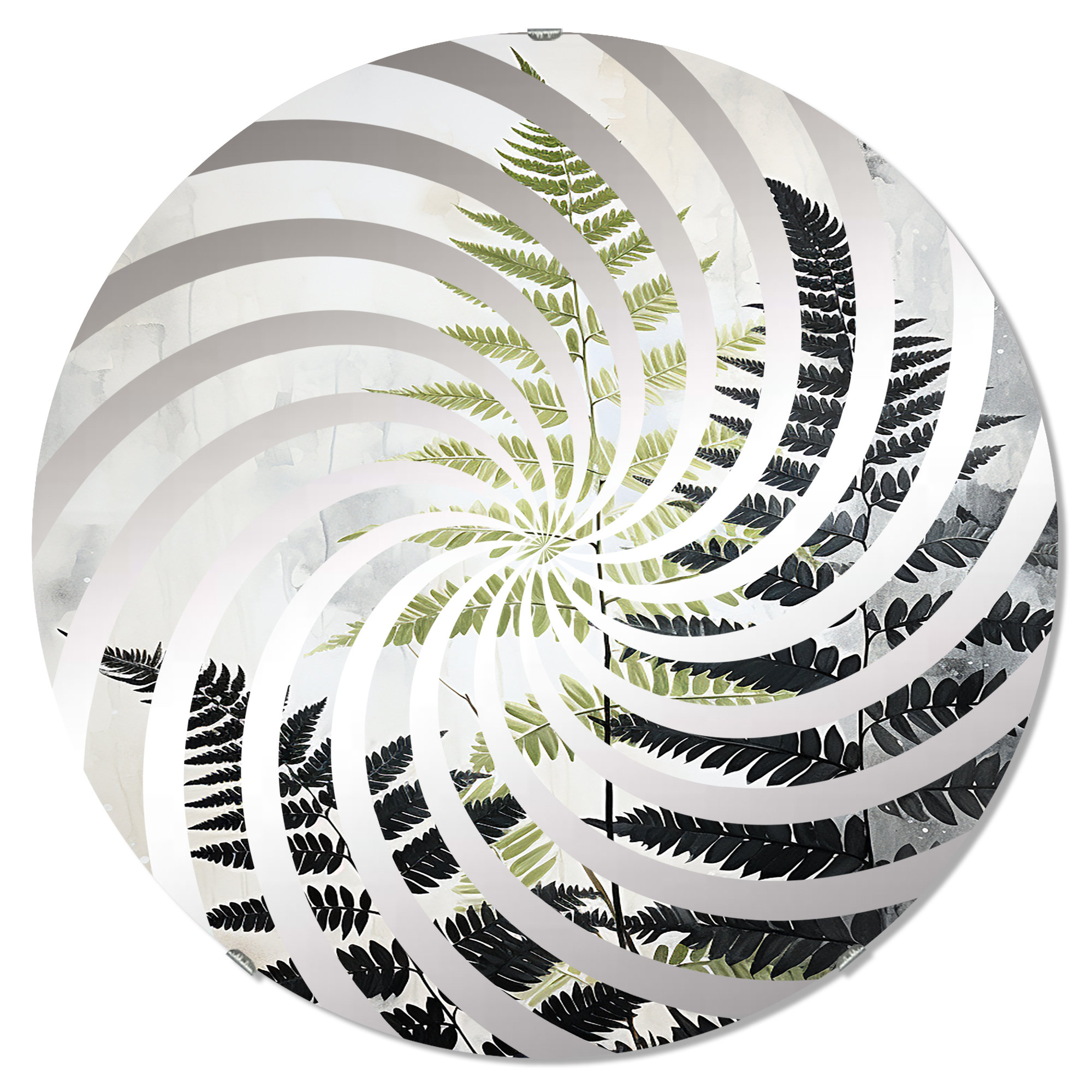 East Urban Home Black Ferns Serene Retreat I - Vortex Decorative Mirror ...