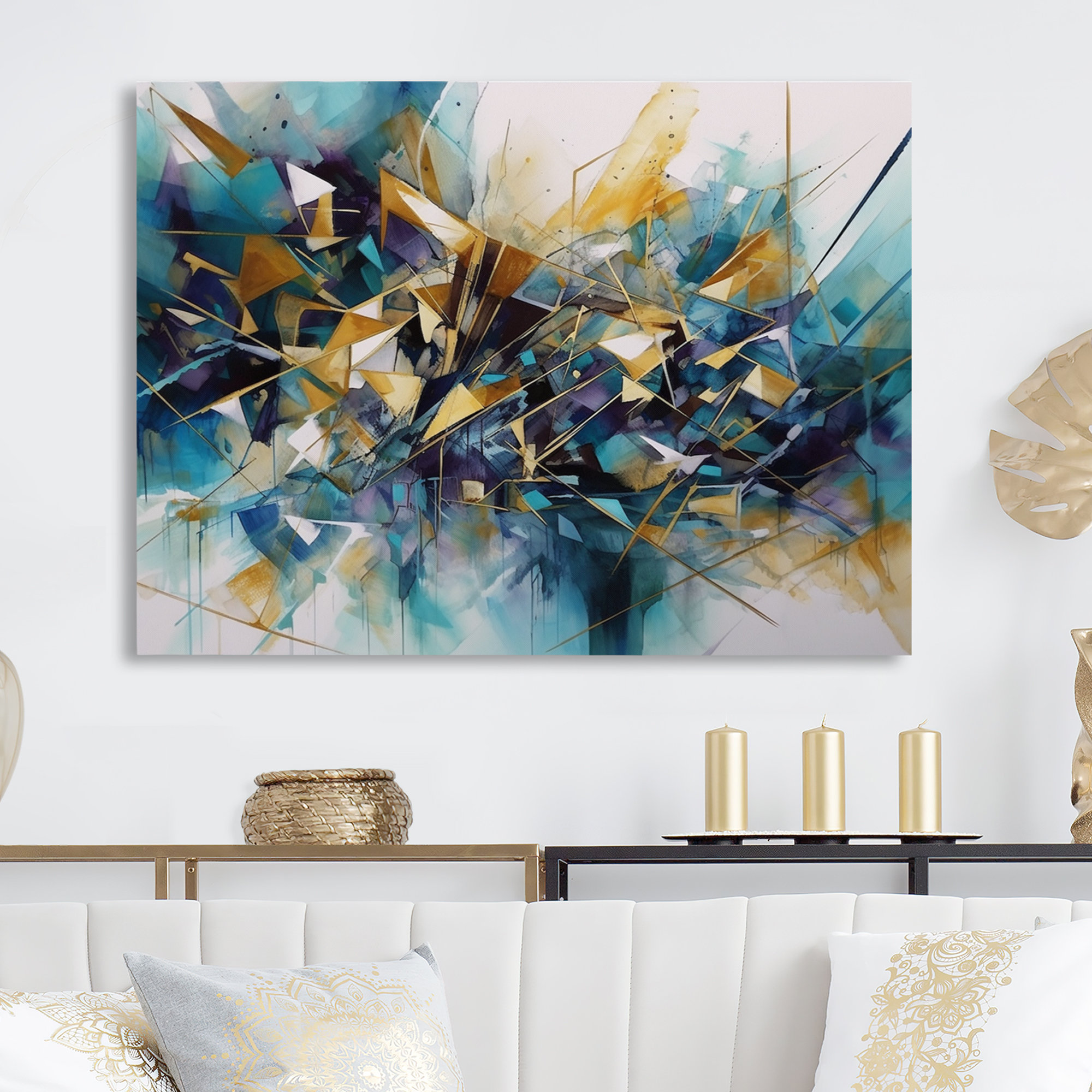 Ivy Bronx Golden Explosion Triangles III - Modern Geometric Metal Wall ...