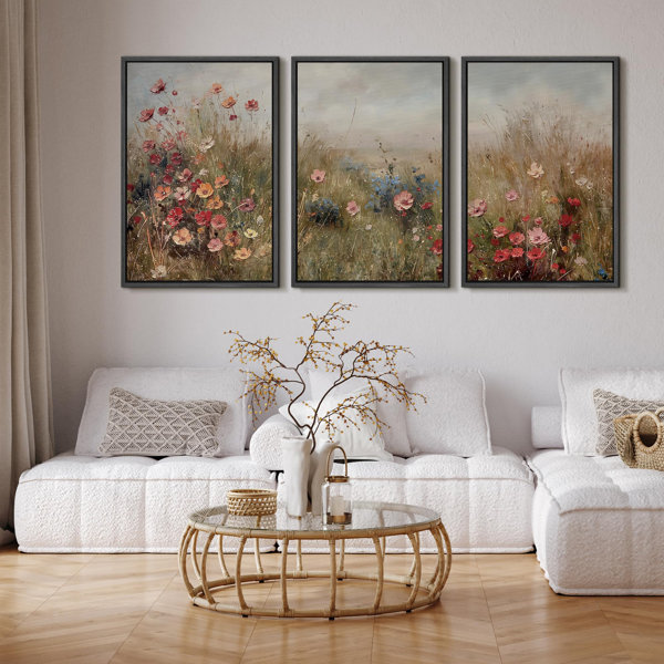 wall26 Pastoral Wildflower Fields Rustic Farmhouse Decor Artwork Wall ...