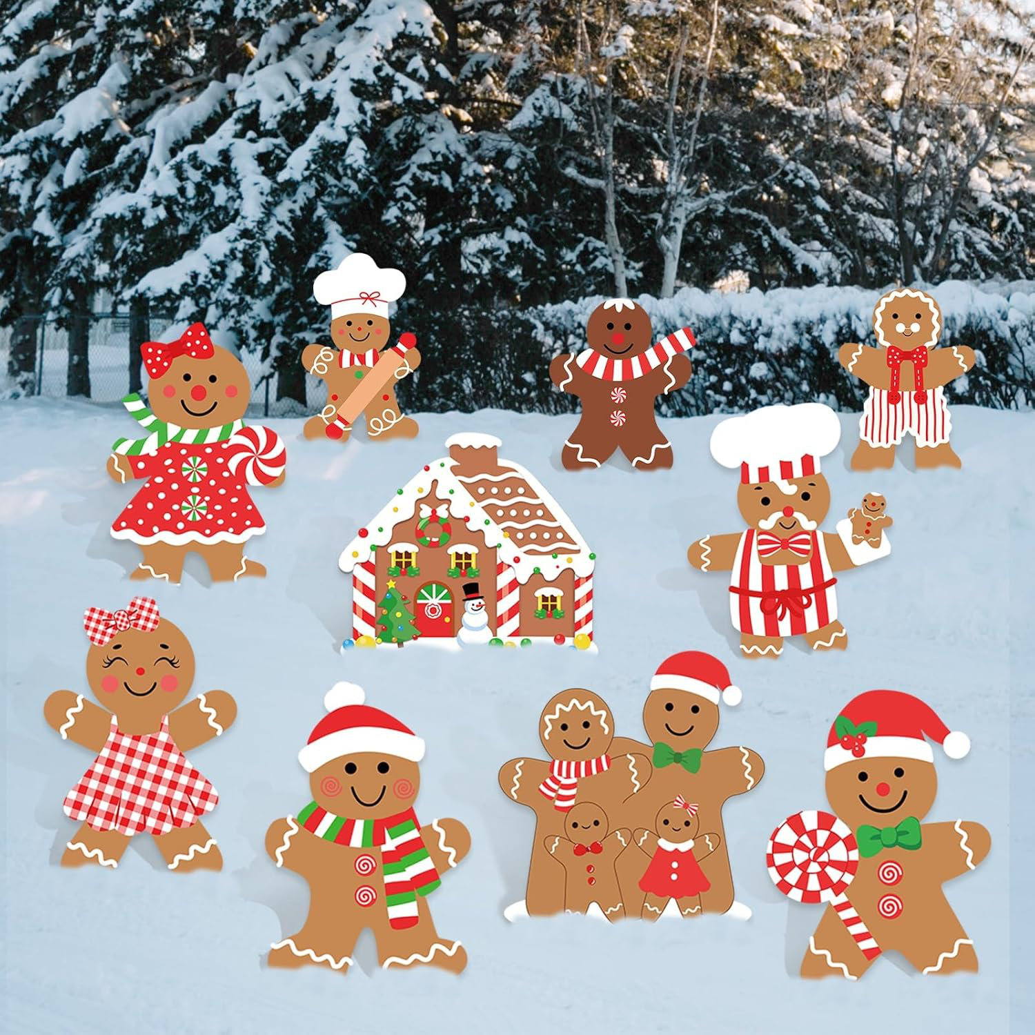 Ophelia & Co. 10 Pcs Christmas Gingerbread Decorations Outdoor ...