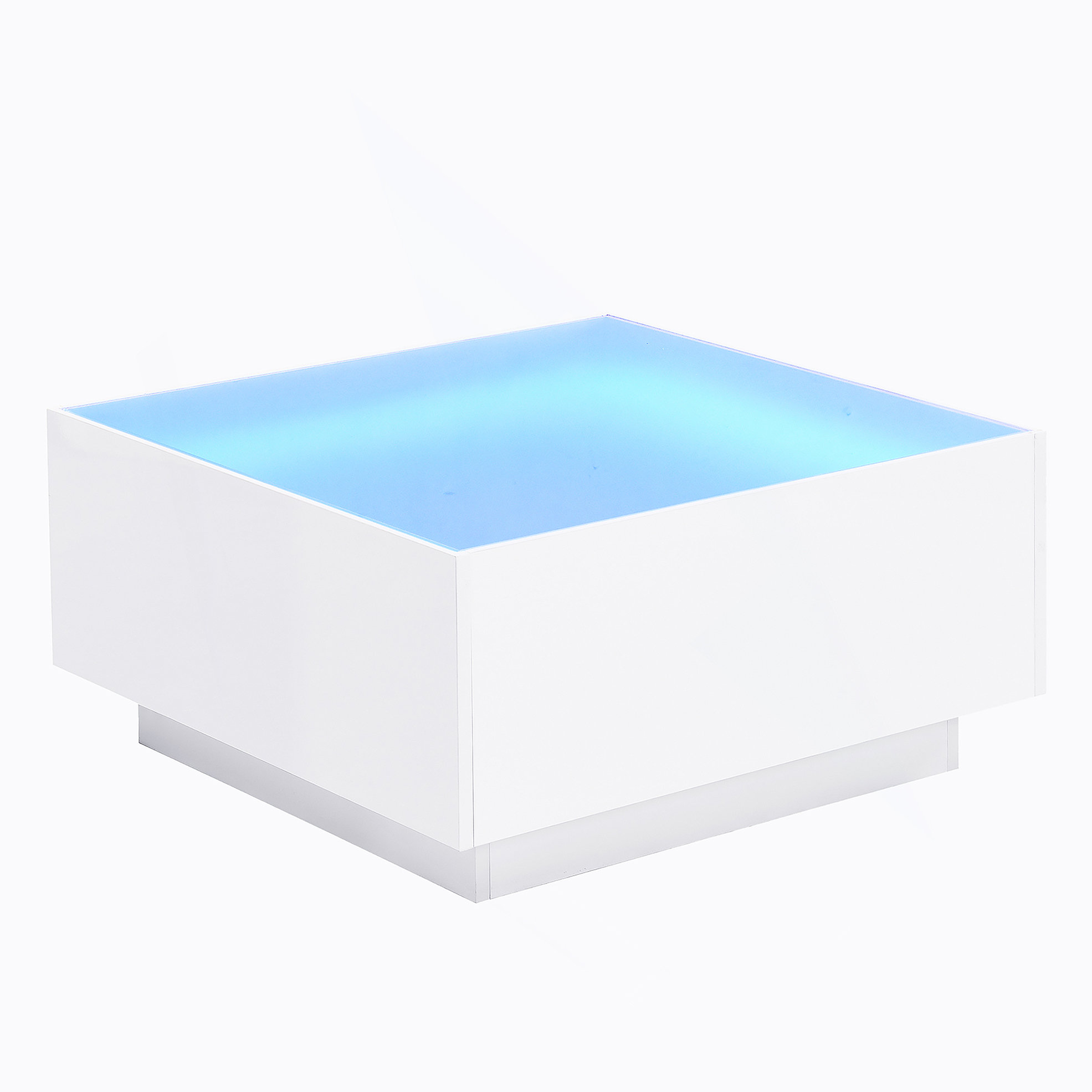 Ivy Bronx Square High Glossy Coffee Table with 16-color LED Strip ...