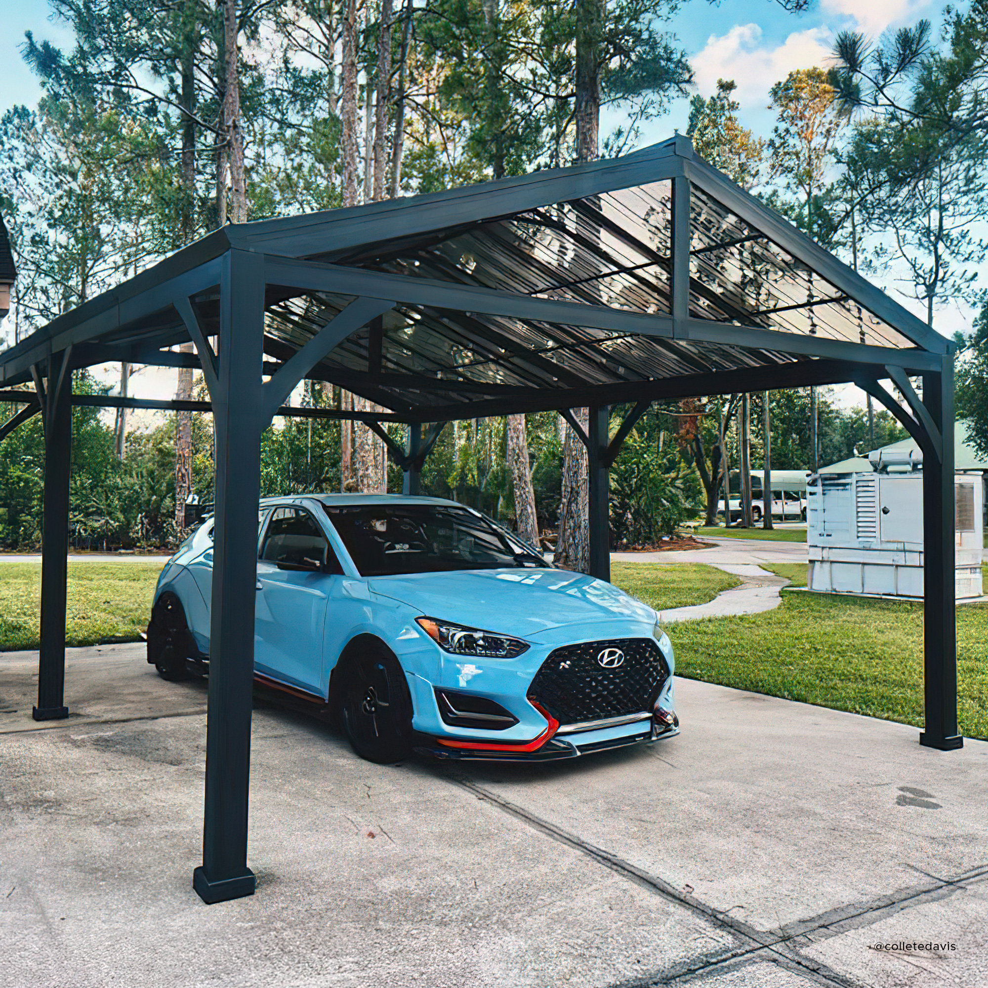 Sunjoy Carport 14 ft. x 20 ft. Outdoor Gazebo Heavy Duty Garage Car ...