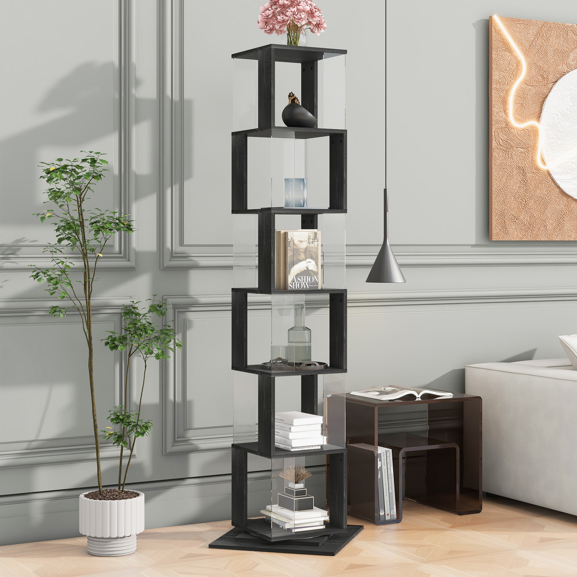 Wrought Studio™ 6 Tier Rotating Bookshelf | Wayfair