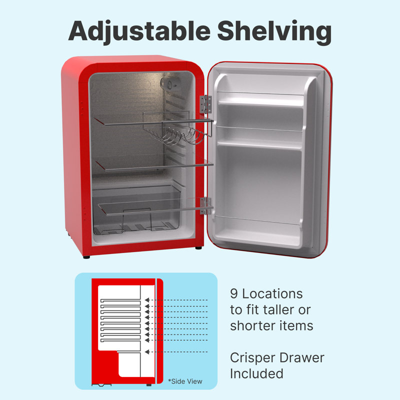 Husky 106L Retro Style 3.74 Cu.ft. Under-Counter Freestanding Mini ...