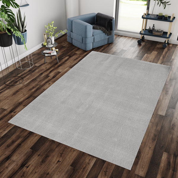 17 Stories Kallye Solid Colour Machine Woven Silver Area Rug | Wayfair ...