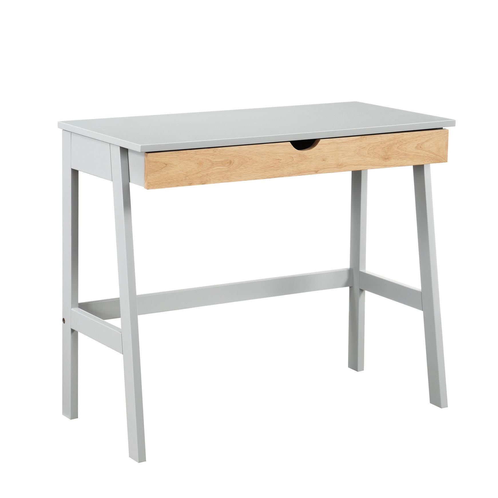 Latitude Run® Gray/natural Solid Wood Worksurface - Desk With Spacious ...