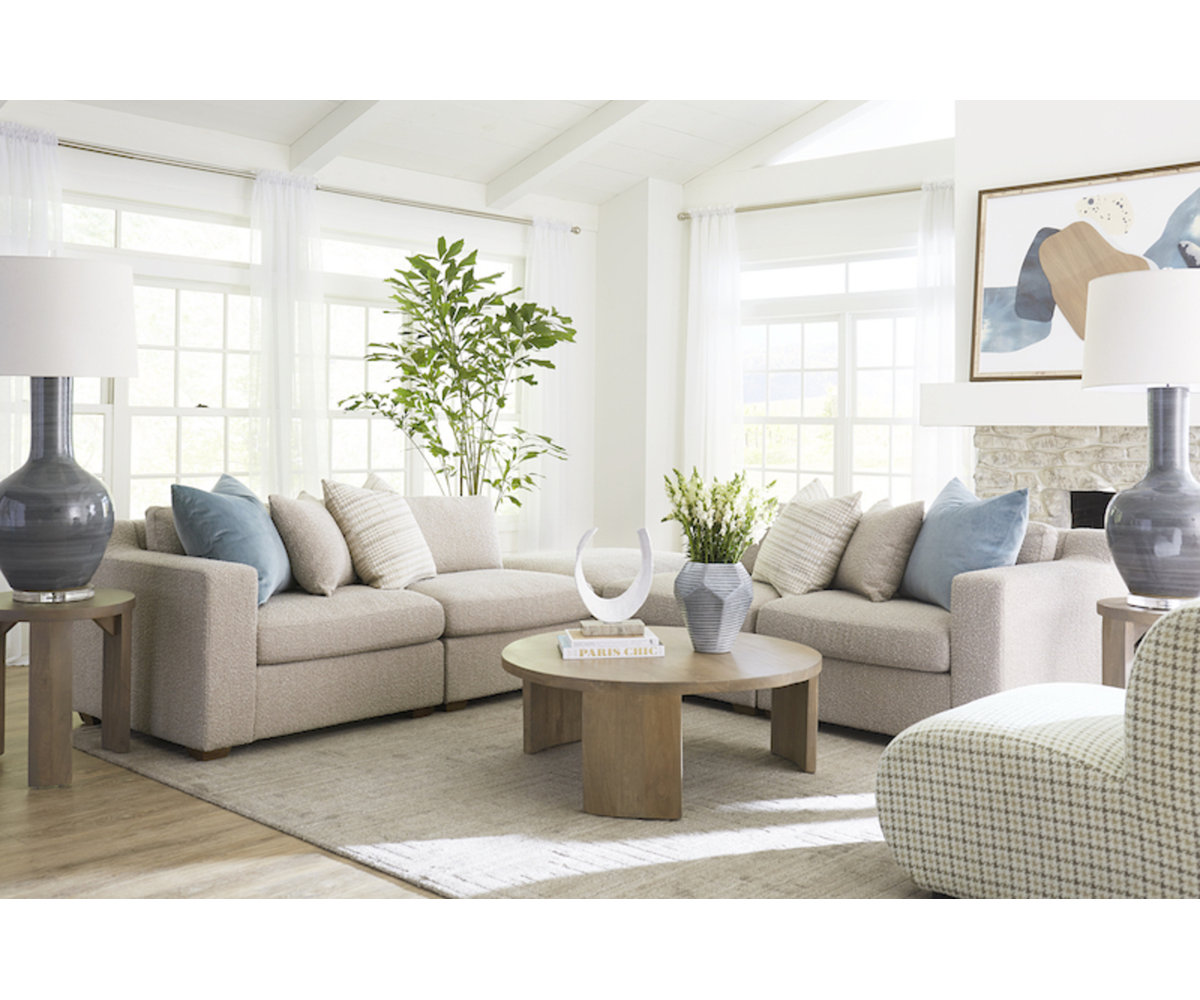 Alder & Tweed Felix Large Leather Ottoman in Frosted Hide | Perigold