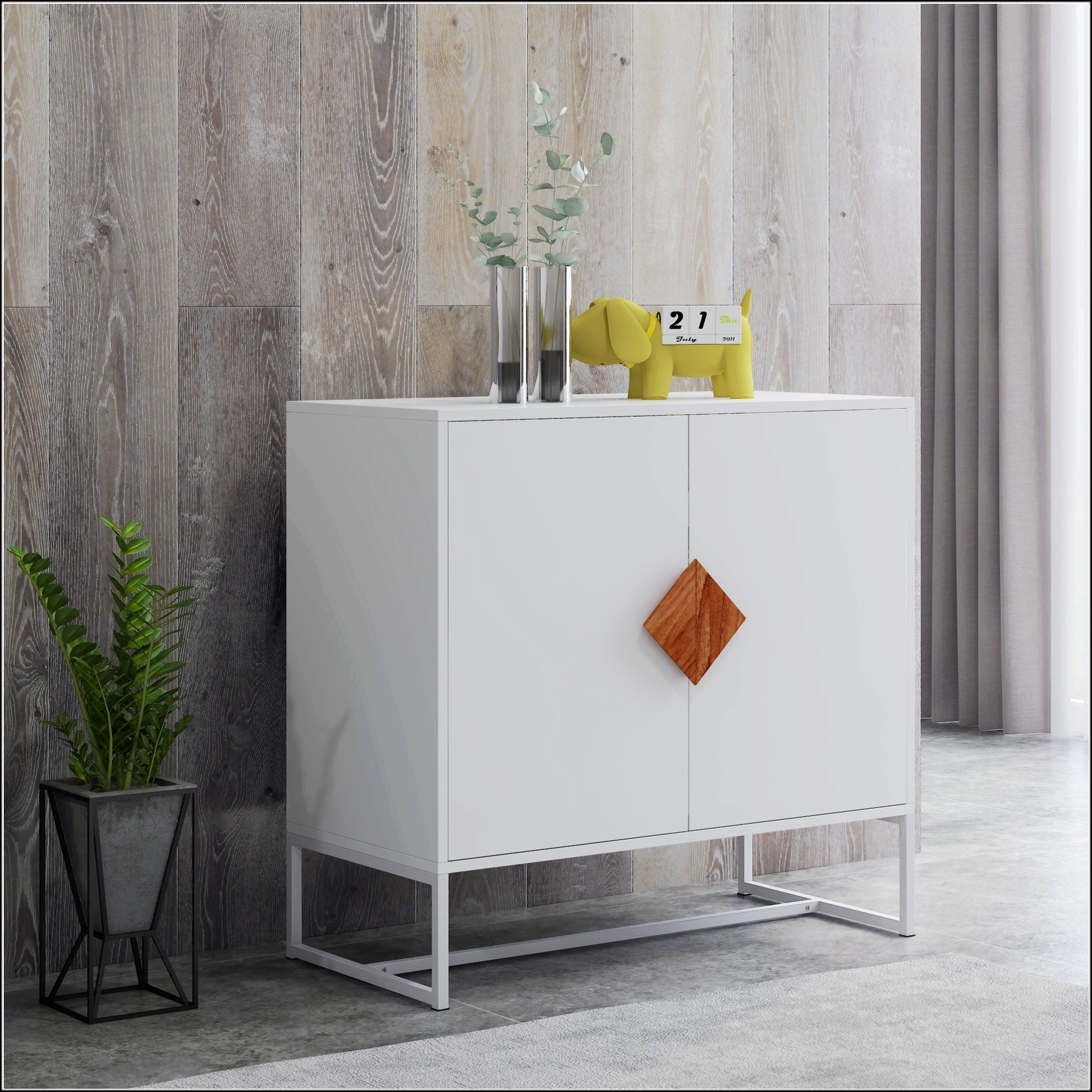George Oliver Solid Wood Square Shape Handle 2 Doors Sideboard | Wayfair
