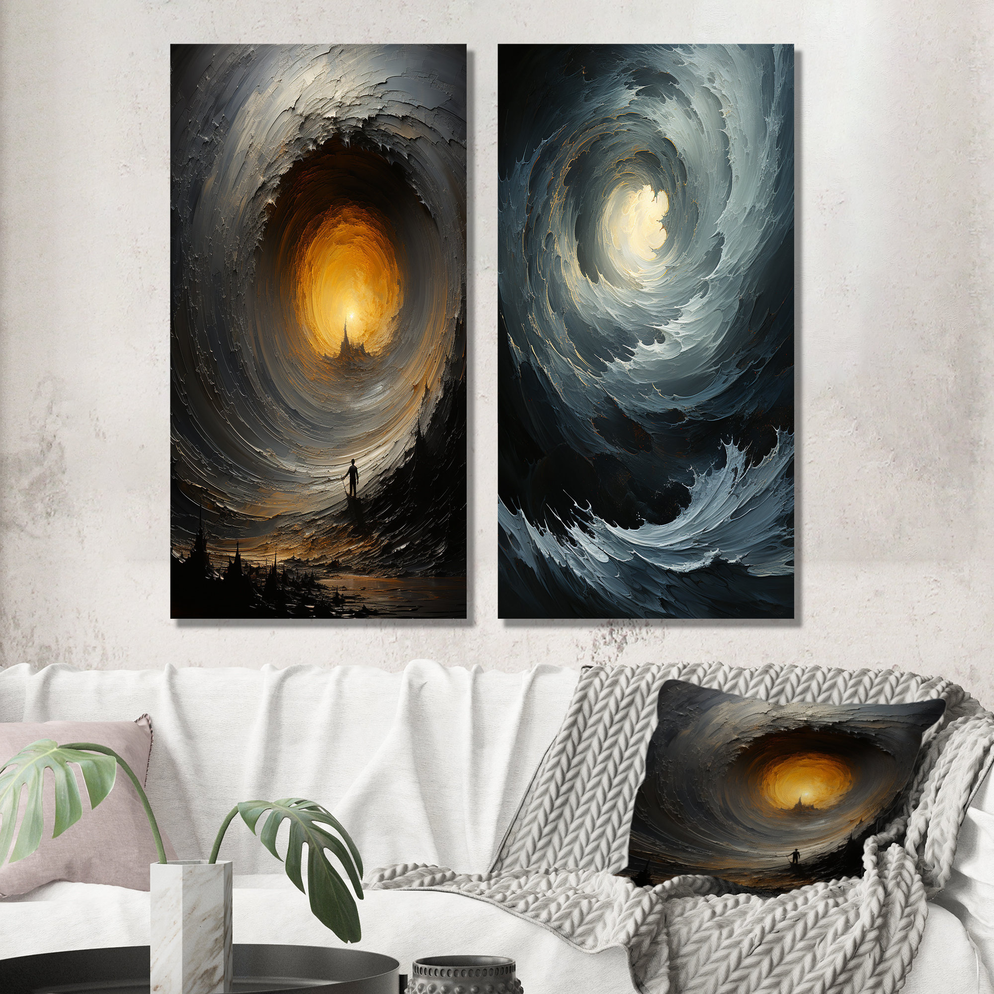 Beachcrest Home™ Modern Storm Waves In Ocean I - Abstract Spirals Metal ...