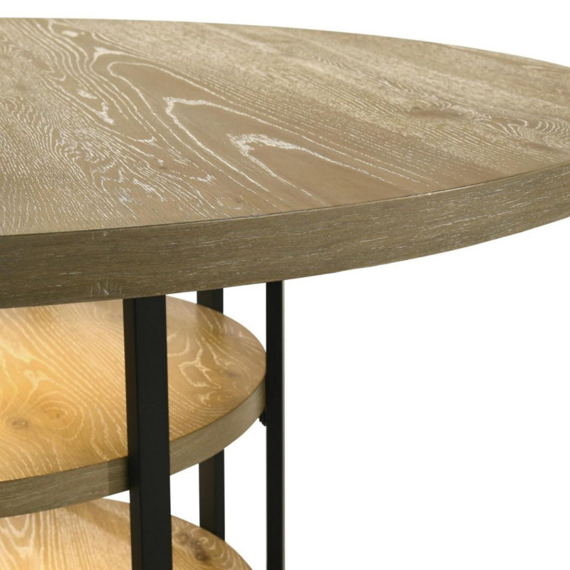 Latitude Run® 7Pc 59" Round Rustic Oak Dining Set with LED Light | Wayfair