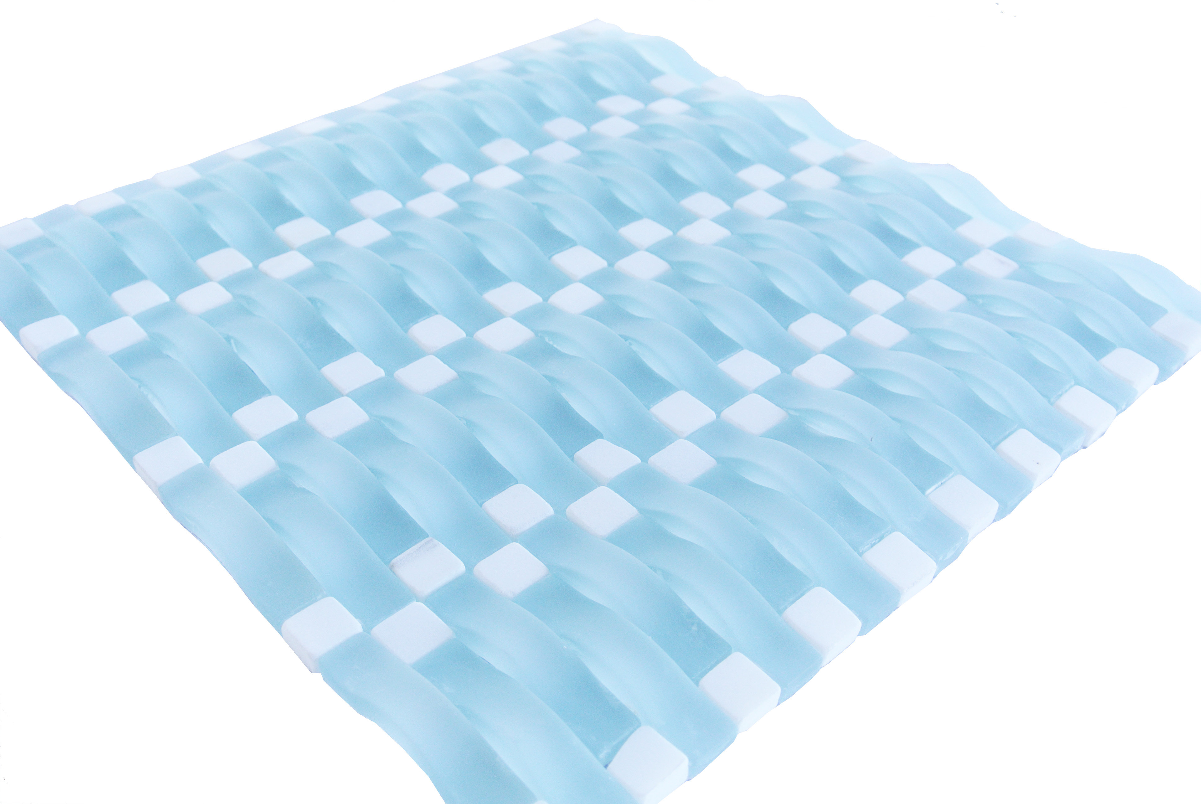 Abolos 3D Wave 12 in. x 12 in. Glass & Stone Multi Finish Mosaic ...