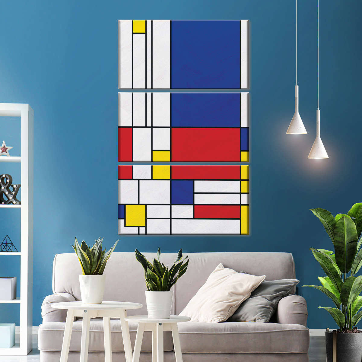 Wrought Studio Geometric Mondrian II - 3 Piece Wrapped Canvas Set ...