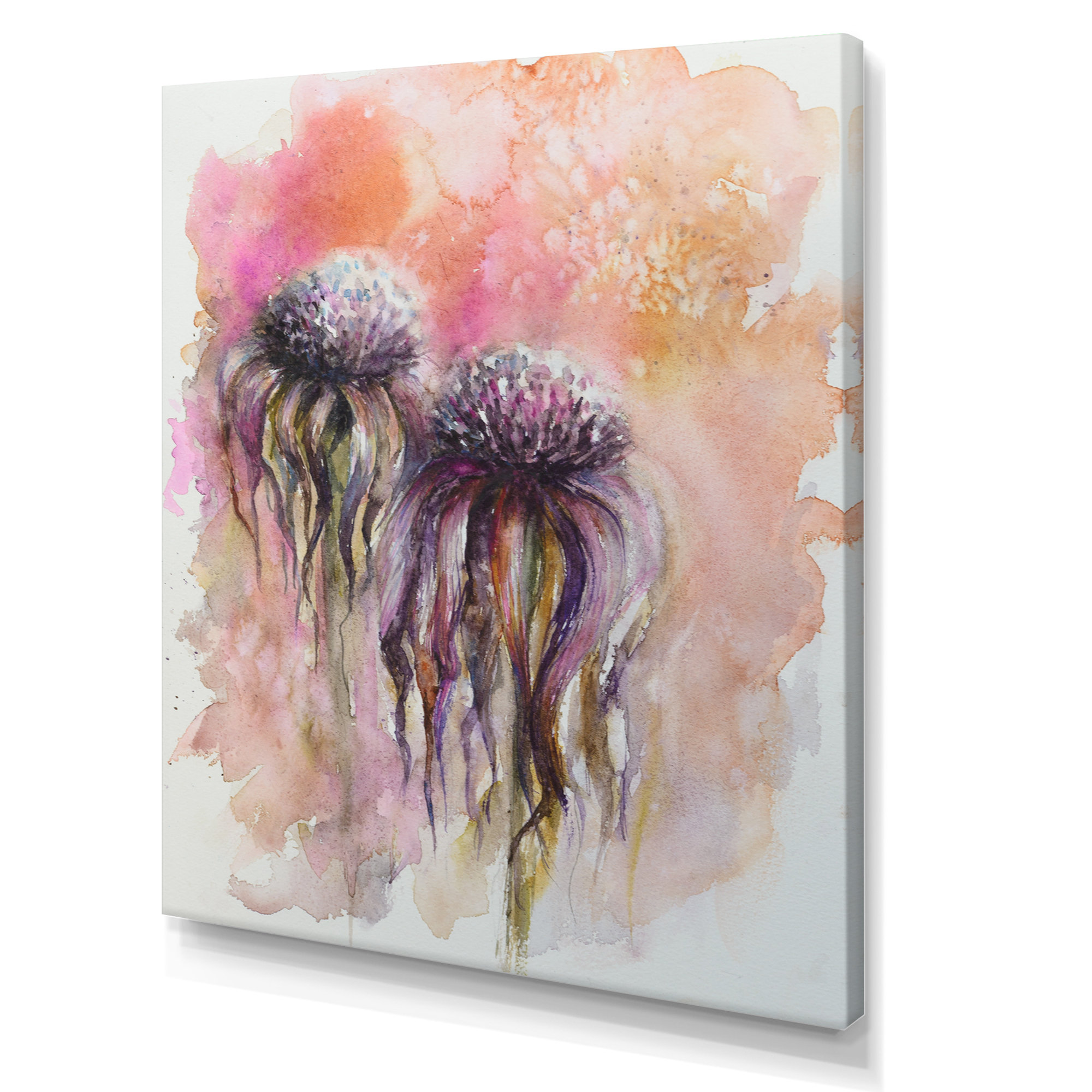 Highland Dunes Overblown Flowers Echinacea - Print on Canvas | Wayfair