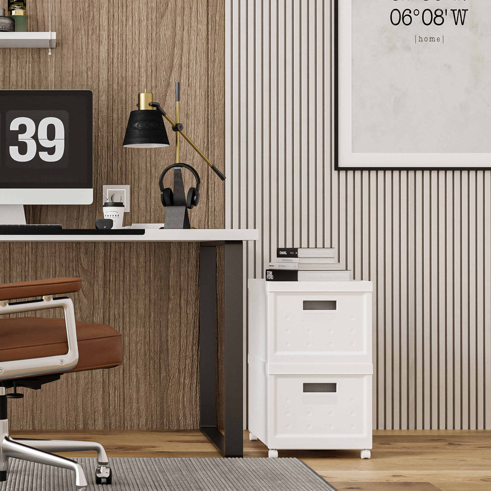 Ebern Designs Set Of 2 Collapsible Stackable Rolling File Boxes With ...