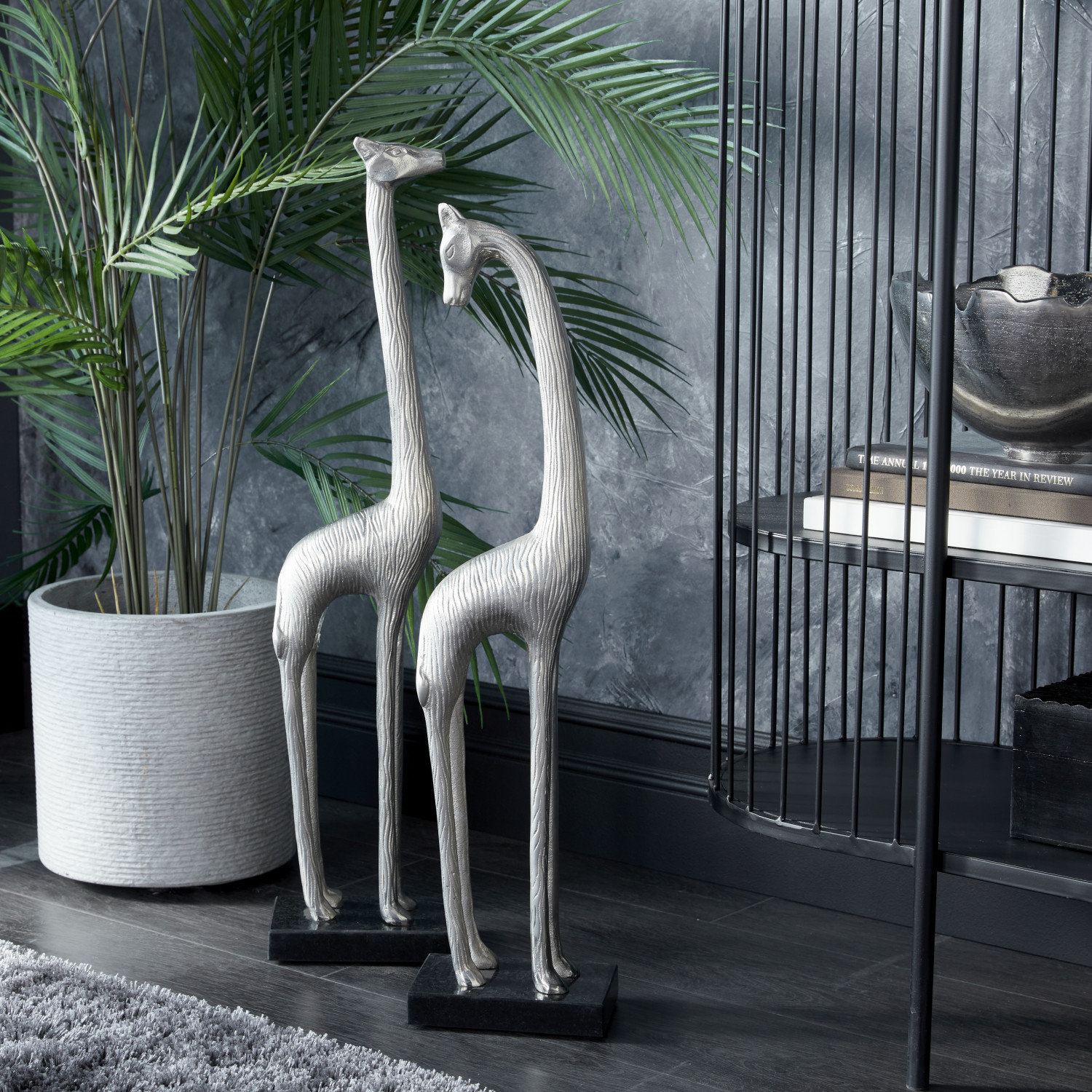Mercer41 Luetta Cole And Grey Contemporary Aluminum Sculpture Set Of 2 ...