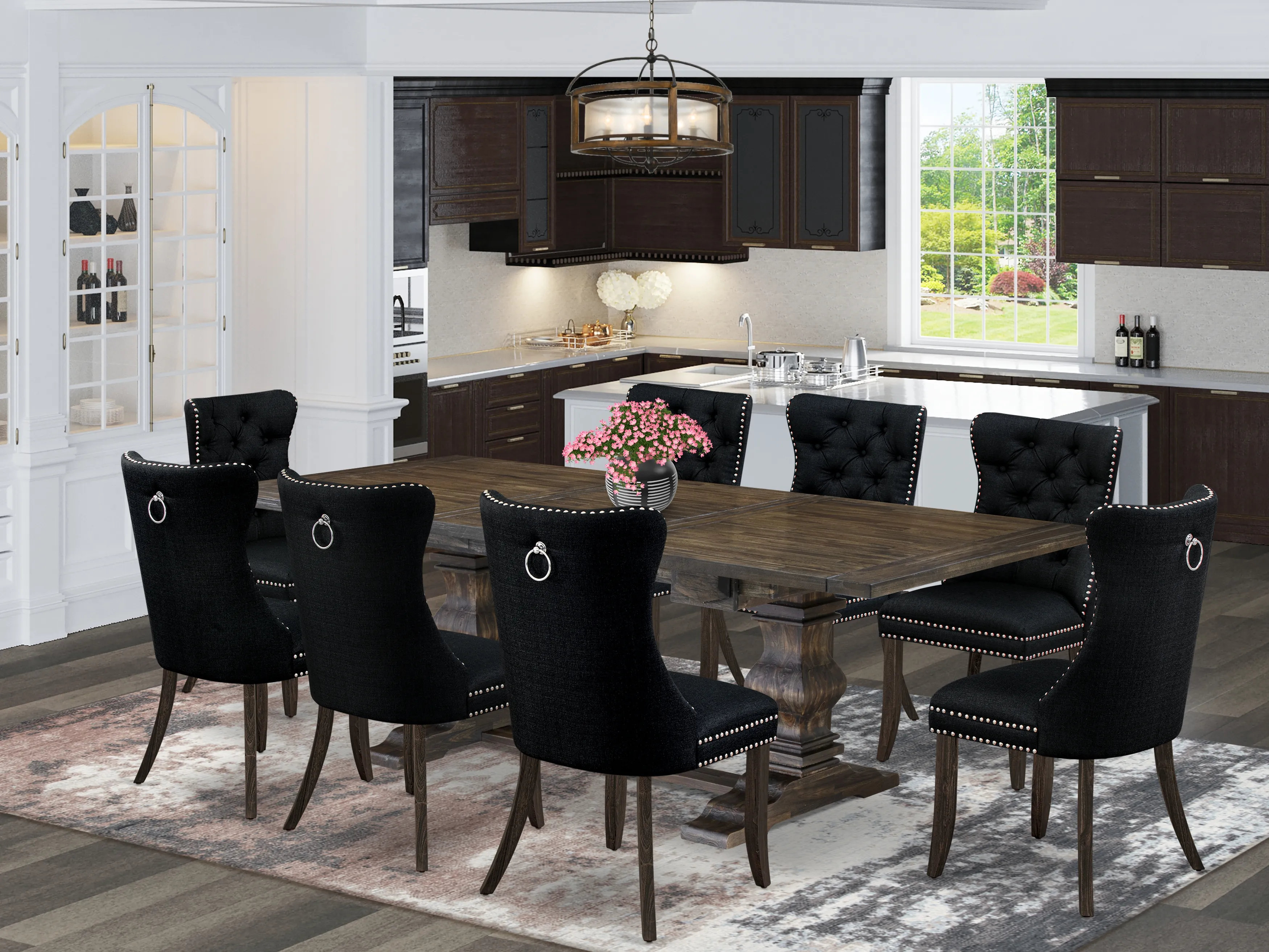 Luxe by East West Furniture 9 Pc Dining Table Set - Kitchen Table with ...