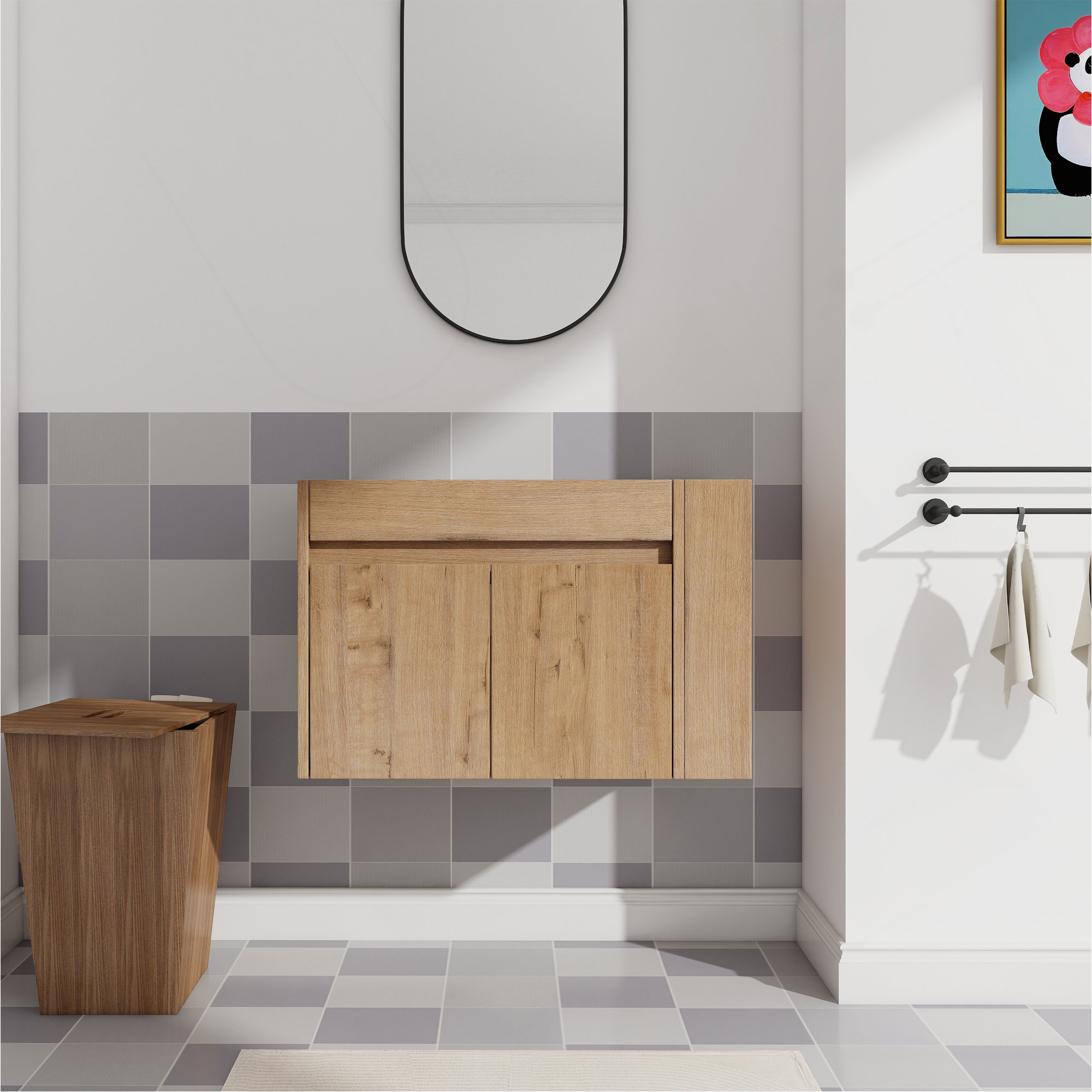 Mr Hua Stylish Wall-Mounted Bathroom Vanity With Open Shelf And ...