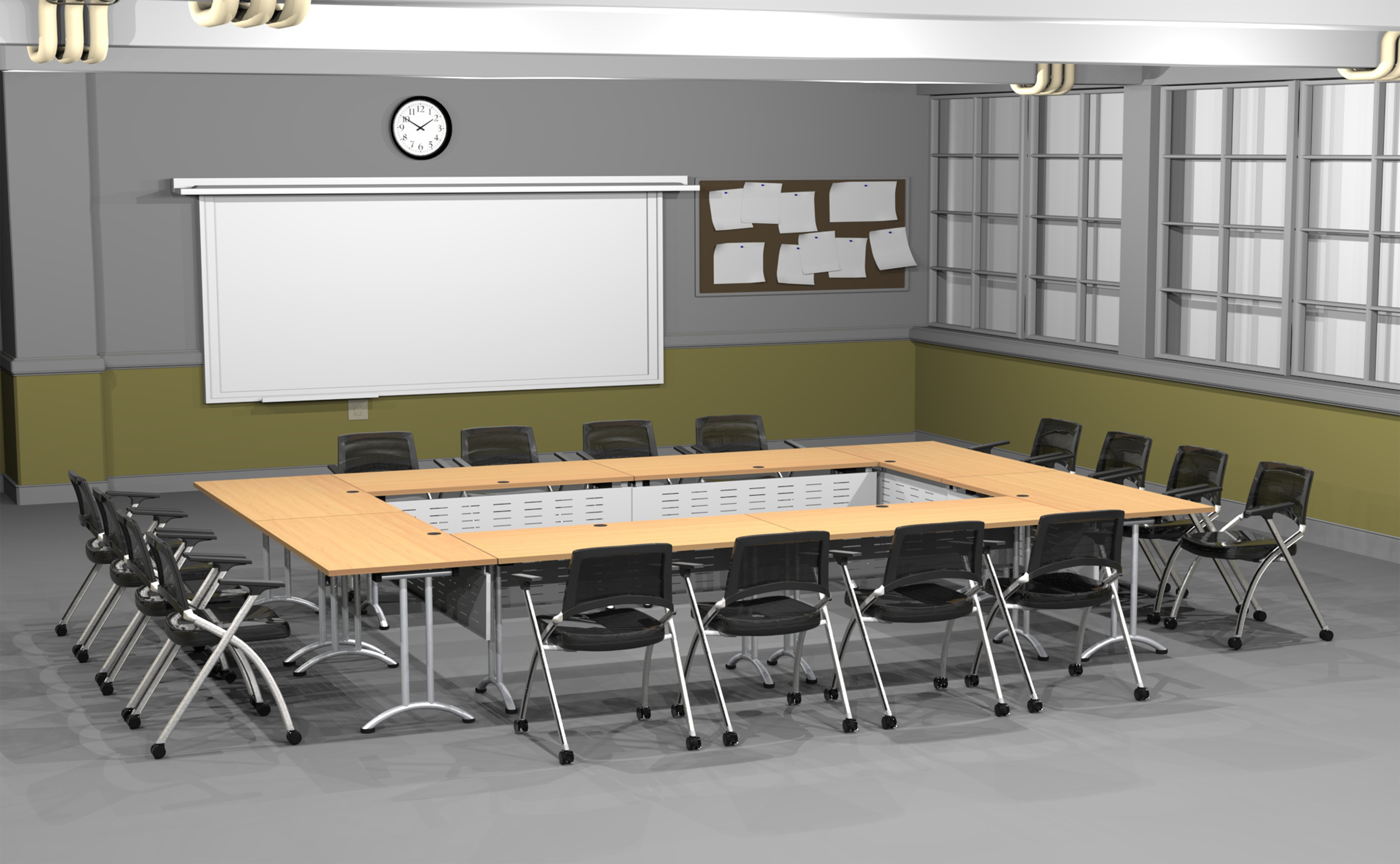 TeamWORK Tables 16 Person Training Meeting Seminar Tables with Modesty ...