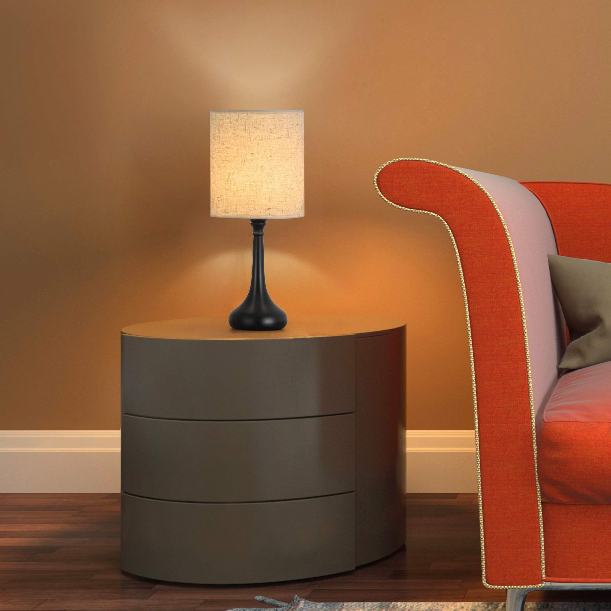 Latitude Run® 2 Piece Modern Desk Lamp Black Base Linen Shade | Wayfair