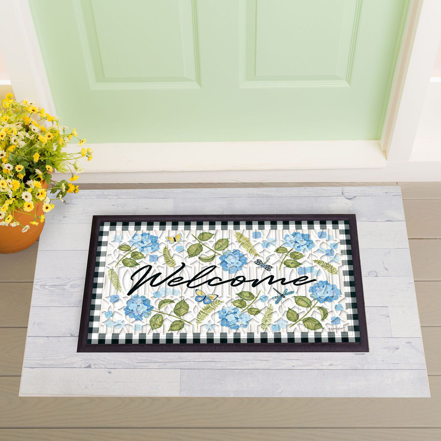 East Urban Home Non-Slip Floral Outdoor Doormat | Wayfair