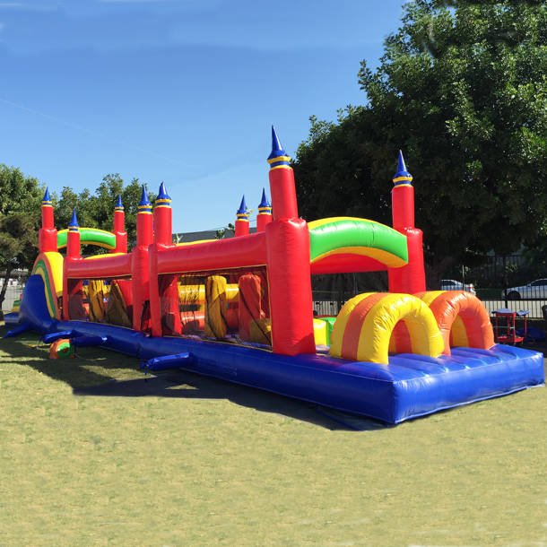 JumpOrange Rainbow 40' x 12' Inflatable Obstacle Course with Slide and ...