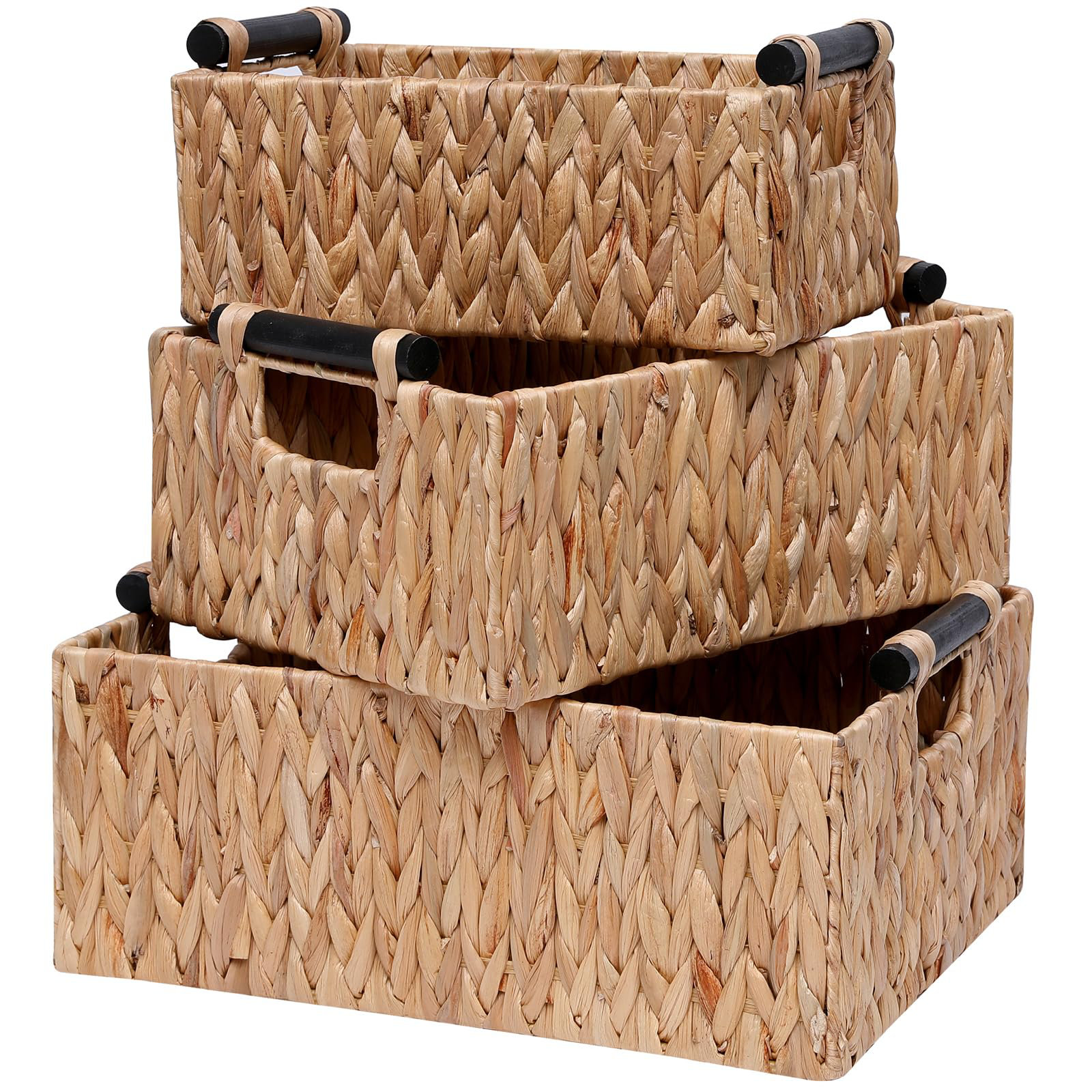 One Allium Way® Wicker Storage Basket Shelf Bakets Hand-Woven Water Hyacinth Woven Storage ...