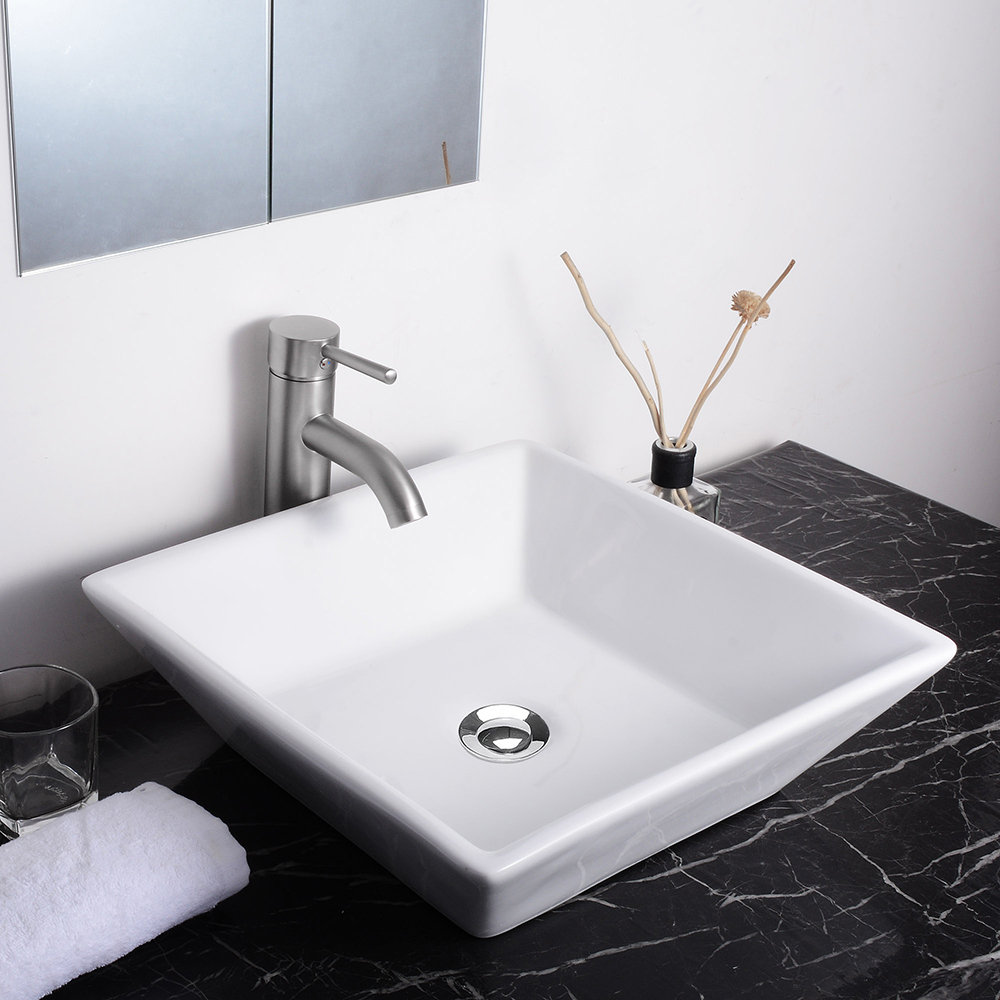 Aquaterior White Square Vessel Bathroom Sink - Wayfair Canada