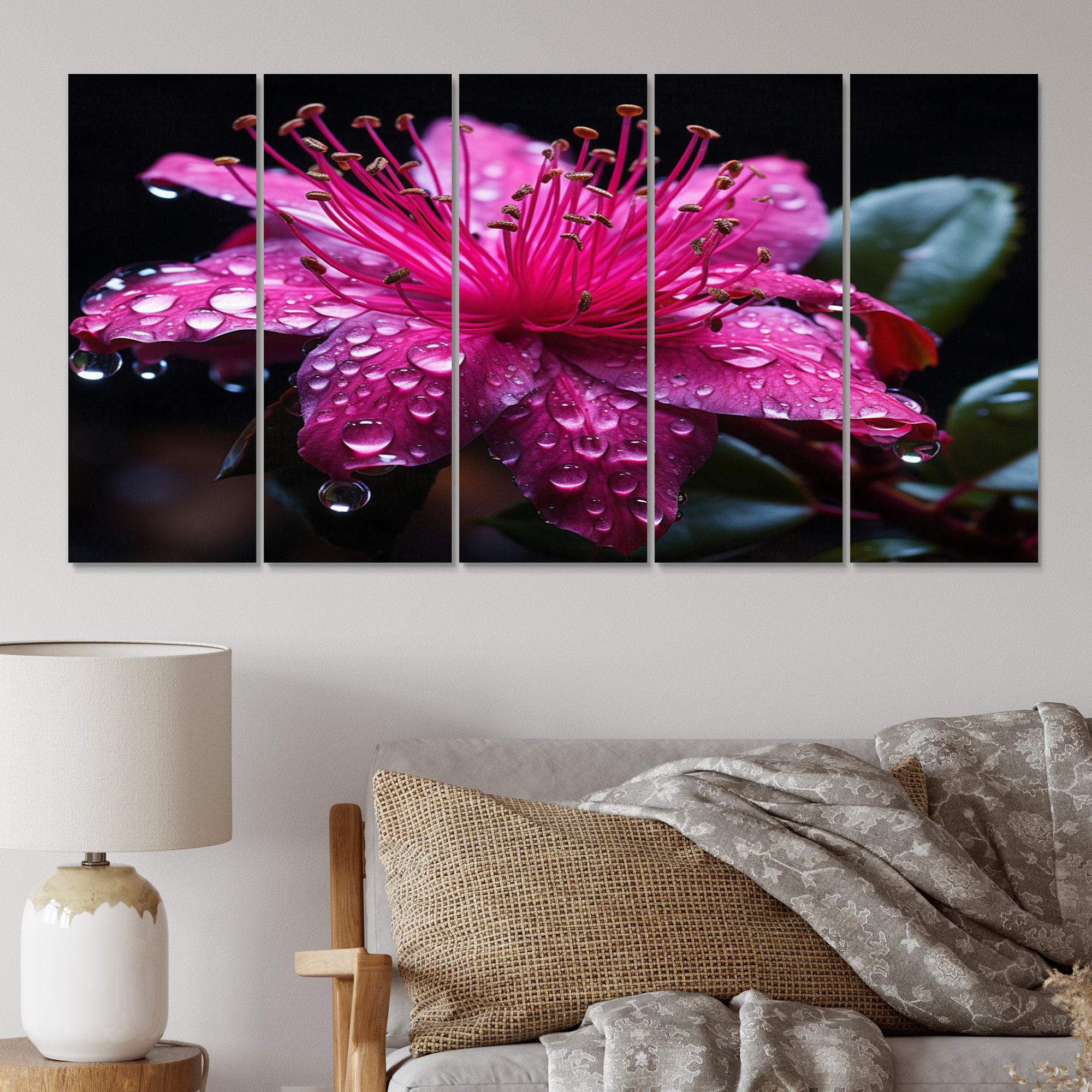 Ebern Designs Fuschia Vivacious Flowers I - Floral Canvas Wall Art - 5 ...