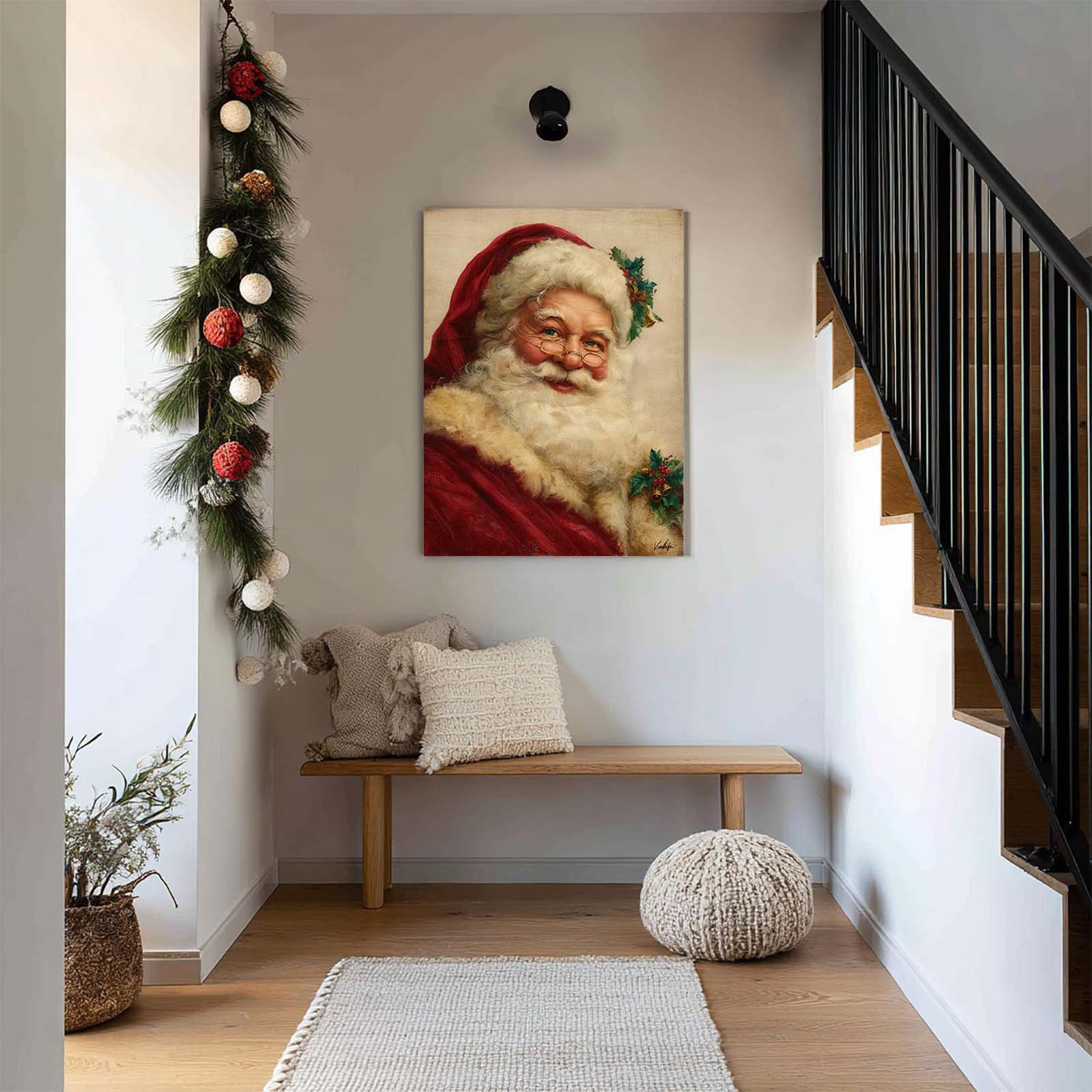 Charlton Home® Vintage Santa Portrait Canvas Wall Art Classic Santa ...