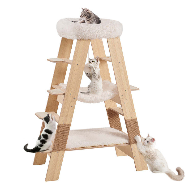 Corrigan Studio® Pyramid Cat Tree, 5-Level Wooden Cat Ladder | Wayfair