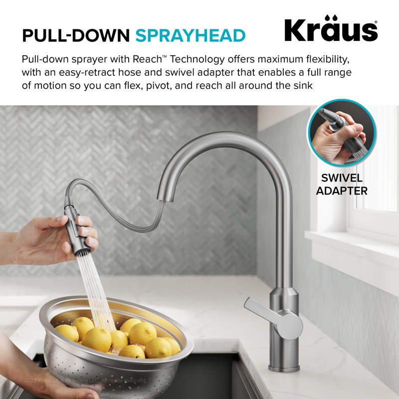 KRAUS Oletto Touchless Sensor Pull-Down Single Handle Kitchen Faucet ...