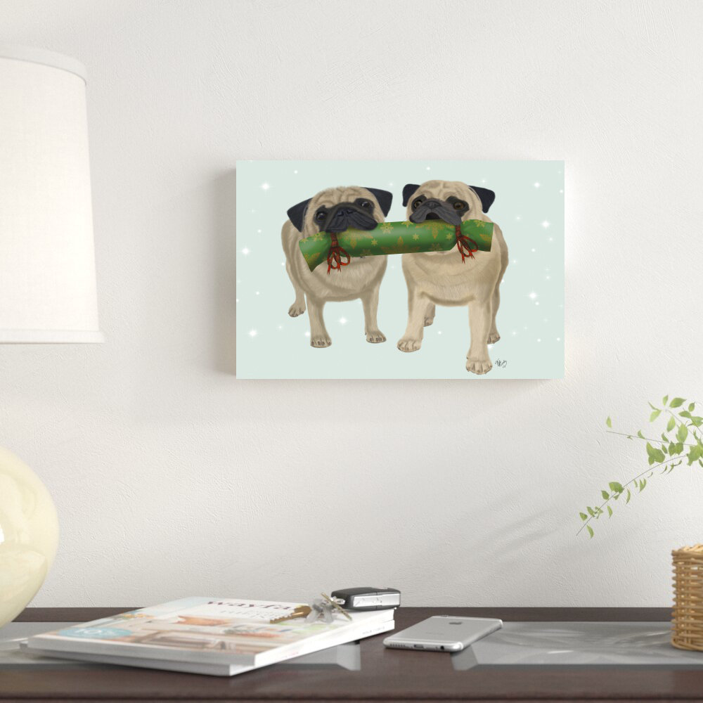 Red Barrel Studio Christmas Pug Pair And Cracker by Fab Funky - Wrapped ...