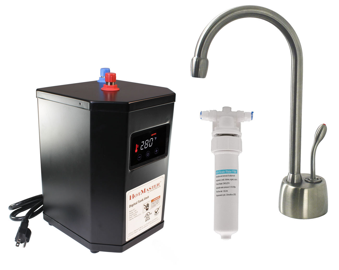 Westbrass Develosah 9" 1-Handle Hot Water Dispenser Faucet with Digital ...