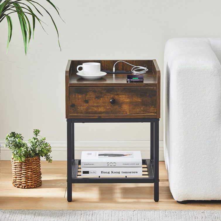 Borough Wharf Estey Iron Bedside Table | Wayfair.co.uk